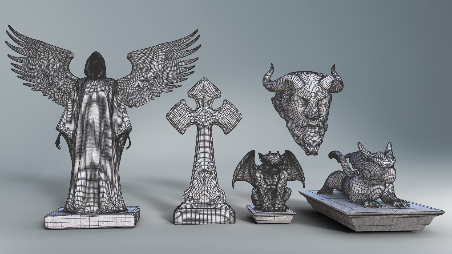 Easy Snap Dungeon with Statues Props | Daz 3D