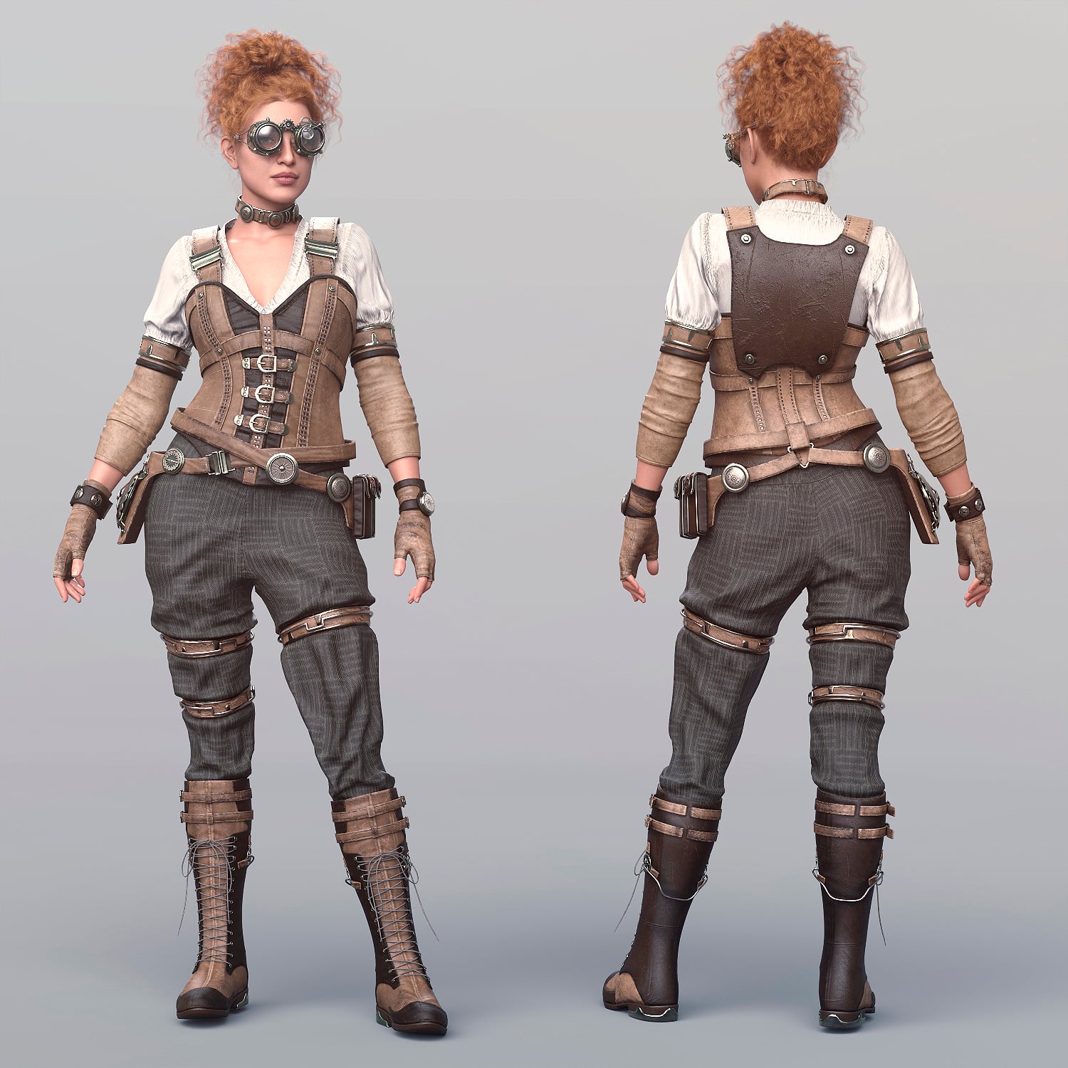 dForce Steampunk Engineer Outfit Texture Add-On | Daz 3D
