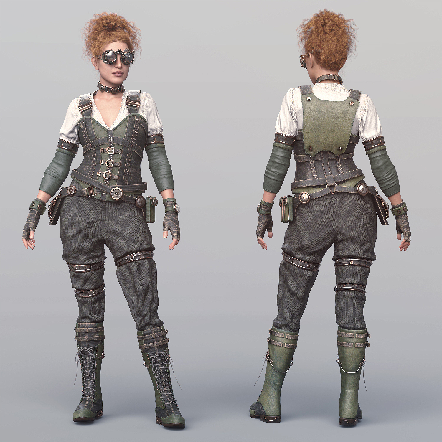 dForce Steampunk Engineer Outfit Texture Add-On | Daz 3D