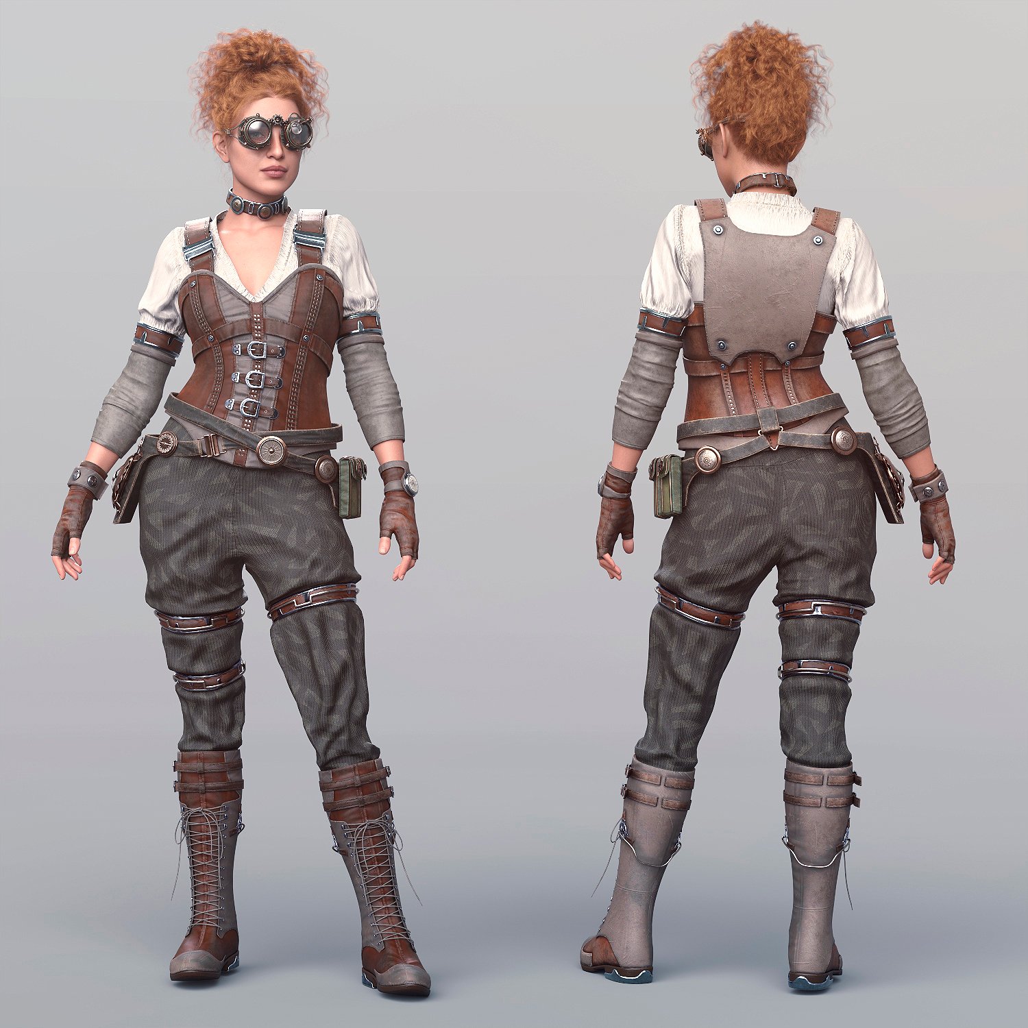dForce Steampunk Engineer Outfit Texture Add-On | Daz 3D