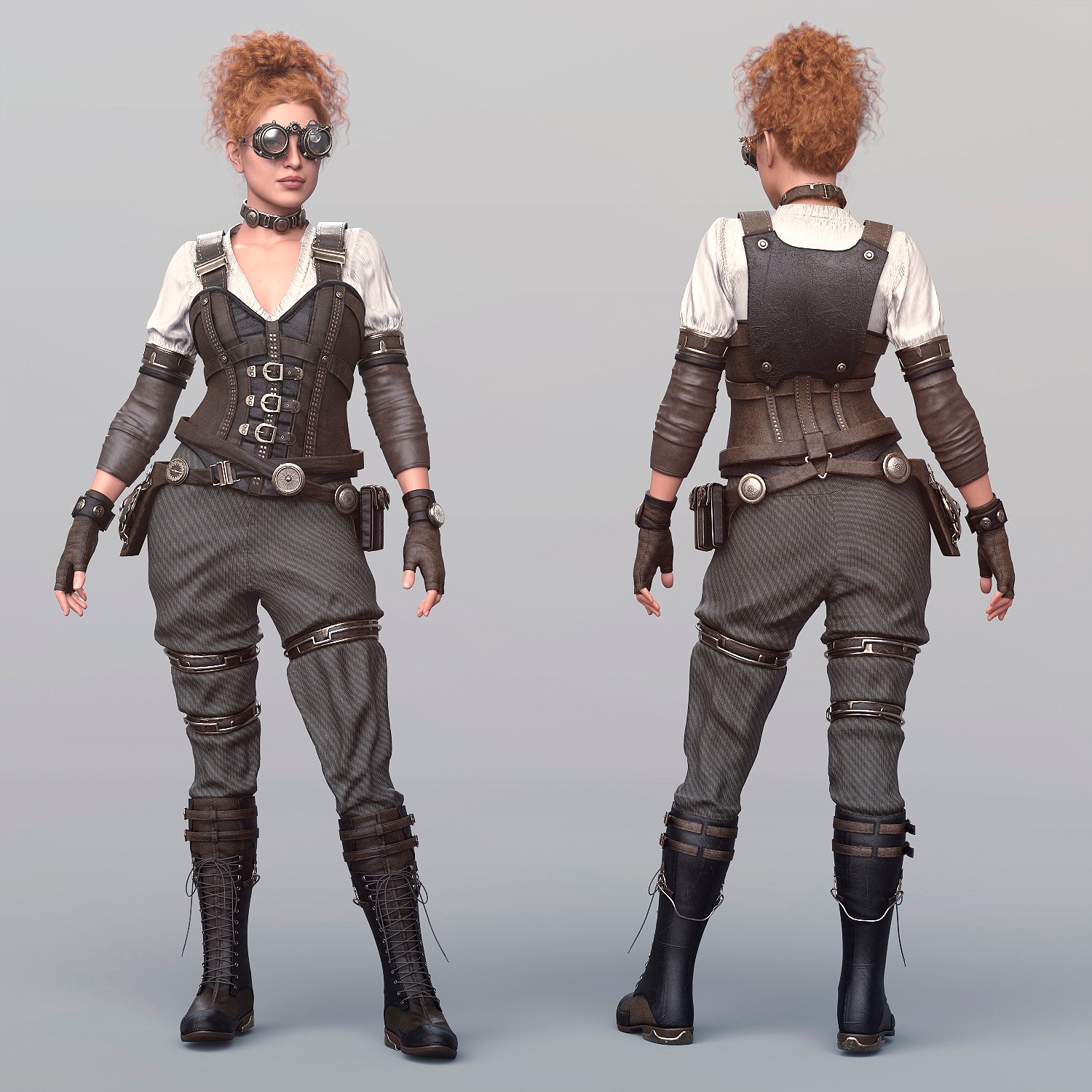 dForce Steampunk Engineer Outfit Texture Add-On | Daz 3D