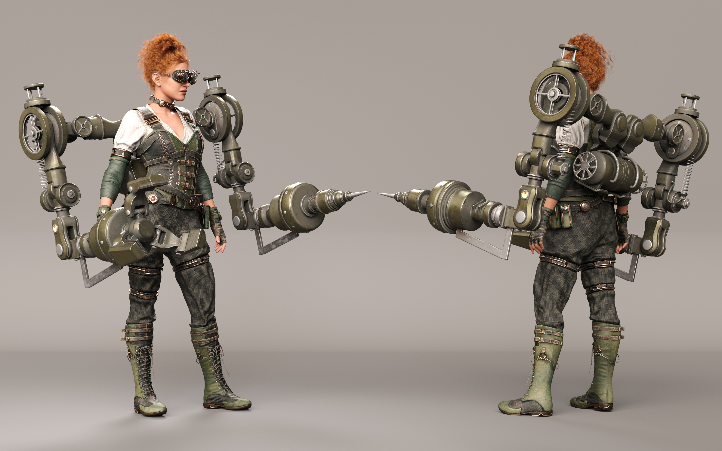 dForce Steampunk Engineer Outfit Texture Add-On | Daz 3D
