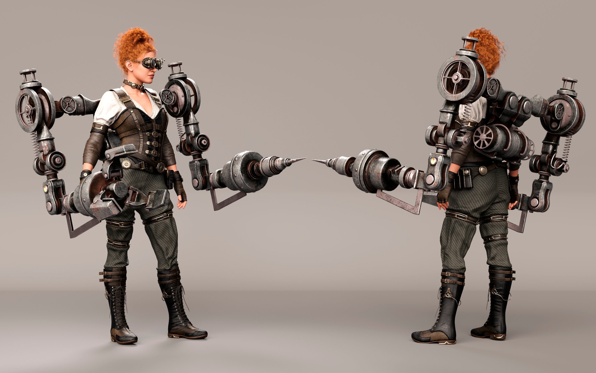 dForce Steampunk Engineer Outfit Texture Add-On | Daz 3D