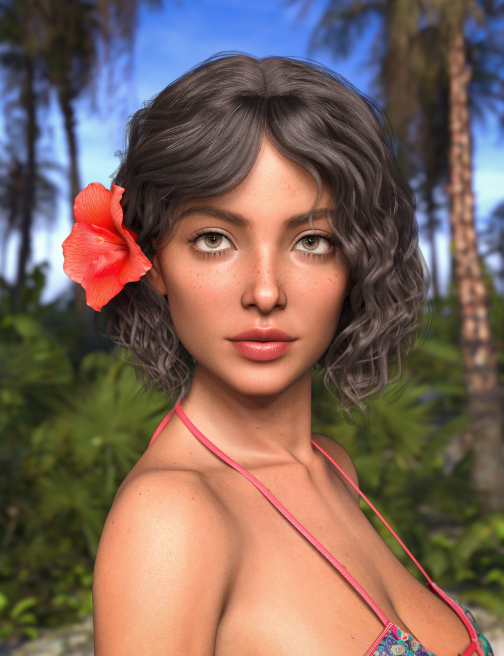 Ipanema Girl Flower Hair for Genesis 9 Feminine | Daz 3D