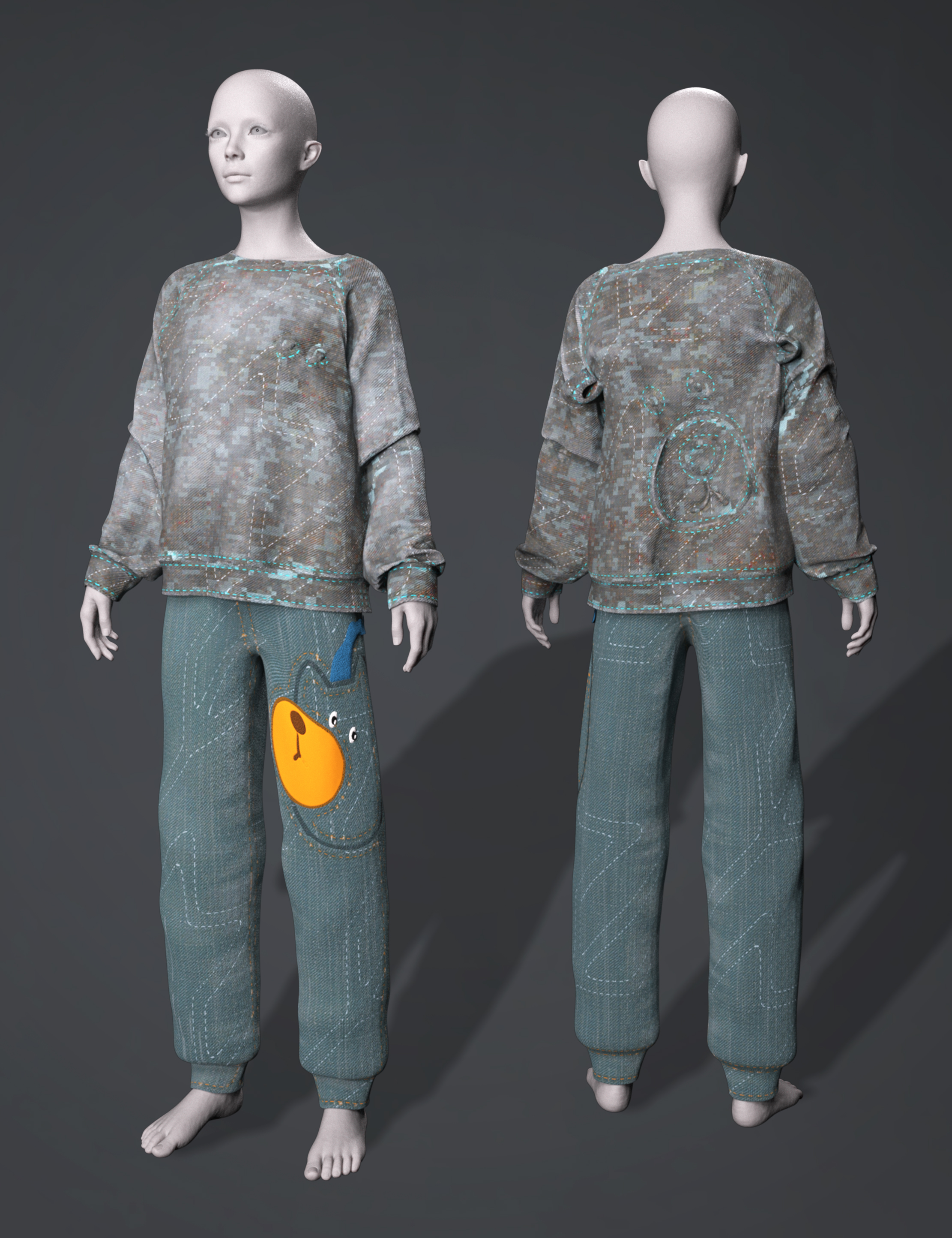 dForce Kiddo Pajama for Genesis 9 | Daz 3D