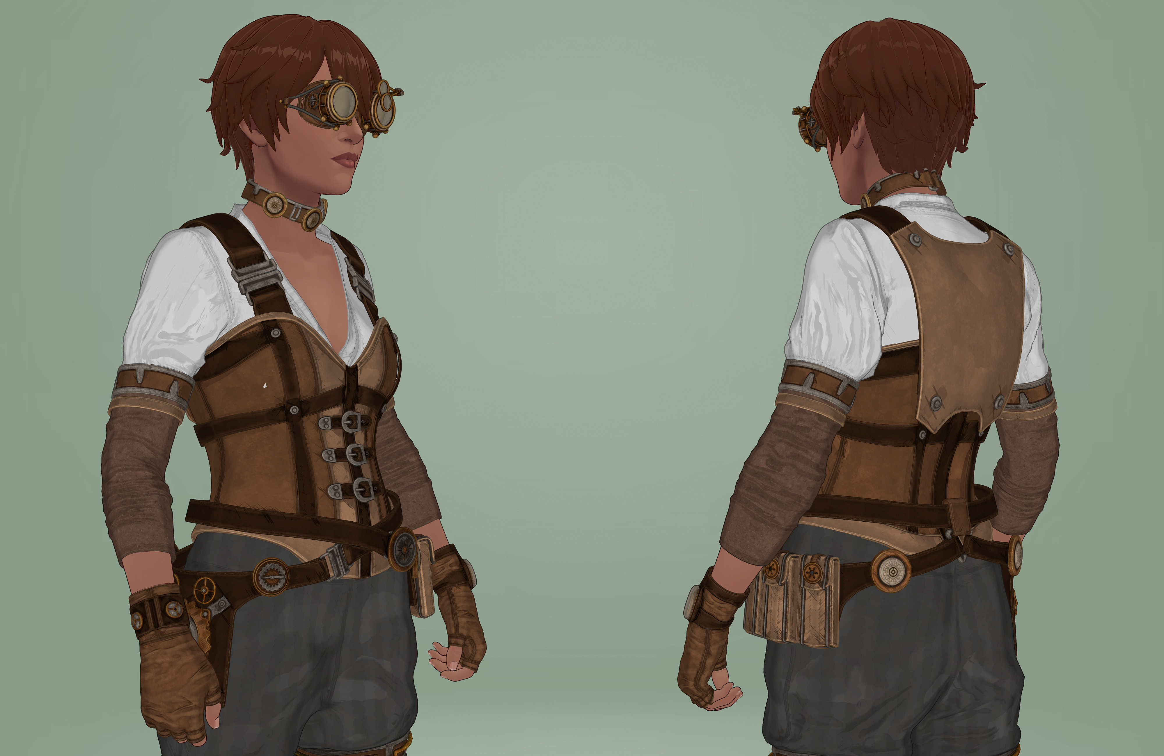dForce Steampunk Engineer Outfit FilaToon Add-On | Daz 3D