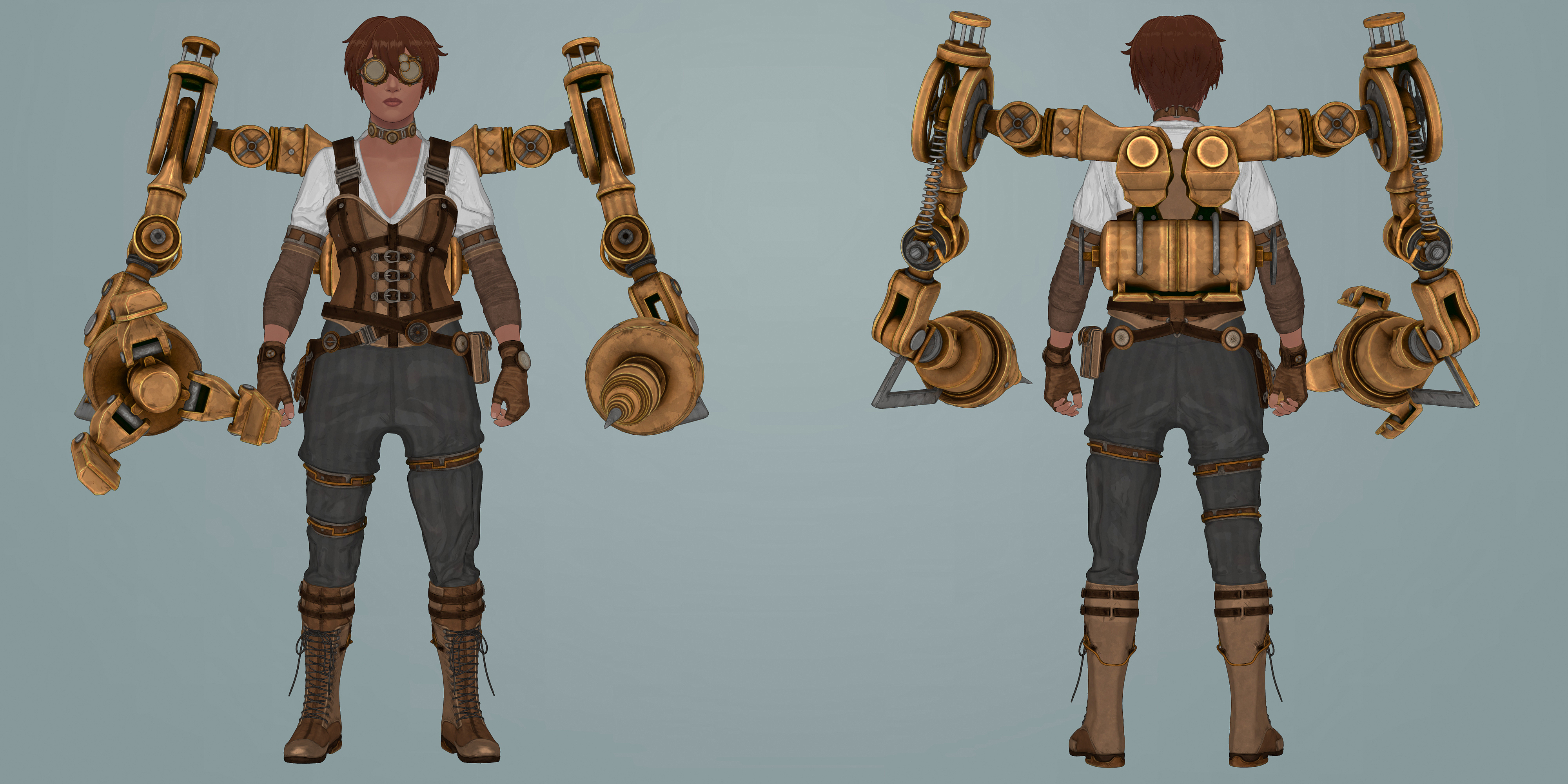 dForce Steampunk Engineer Outfit FilaToon Add-On | Daz 3D
