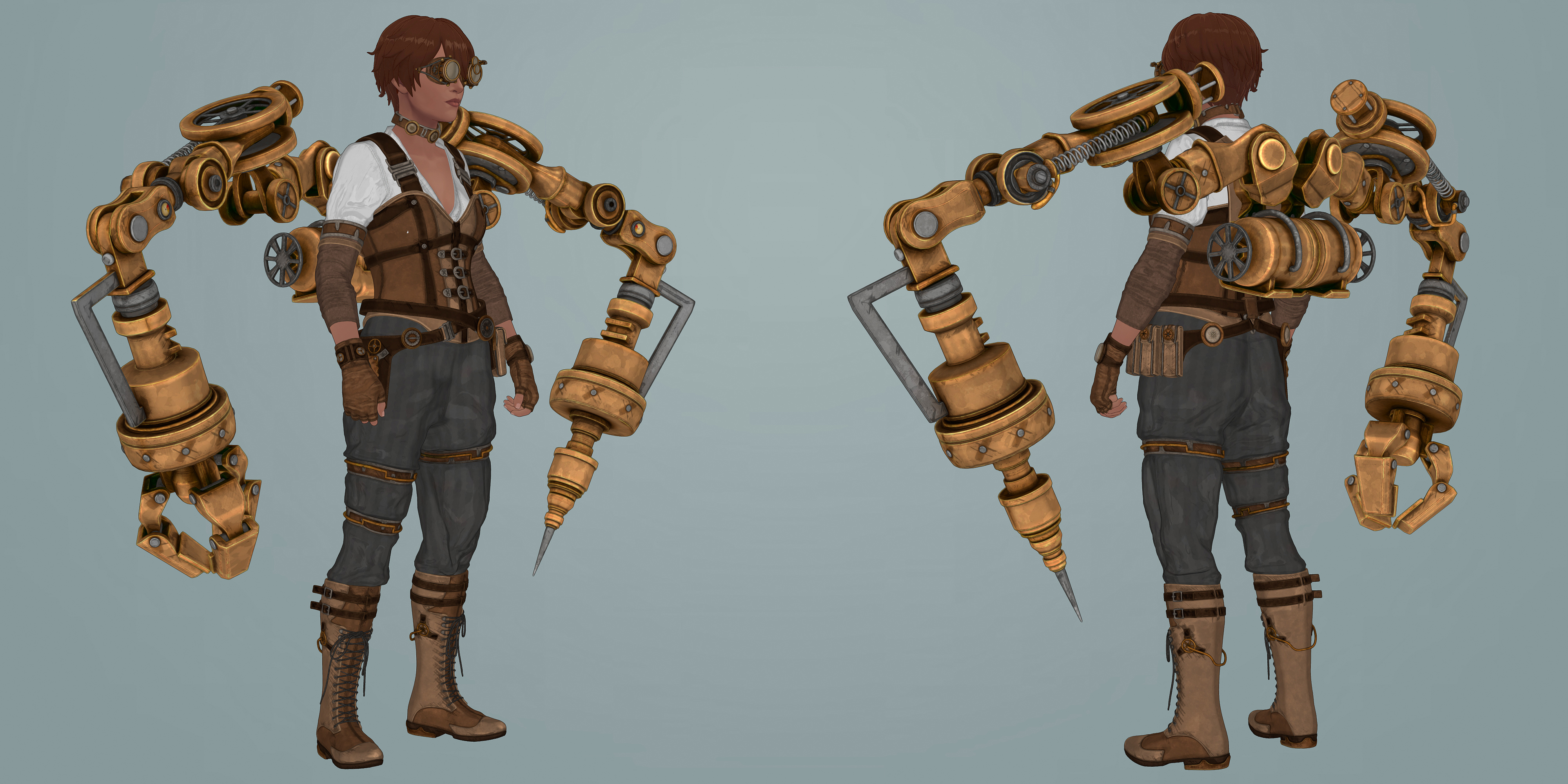 dForce Steampunk Engineer Outfit FilaToon Add-On | Daz 3D