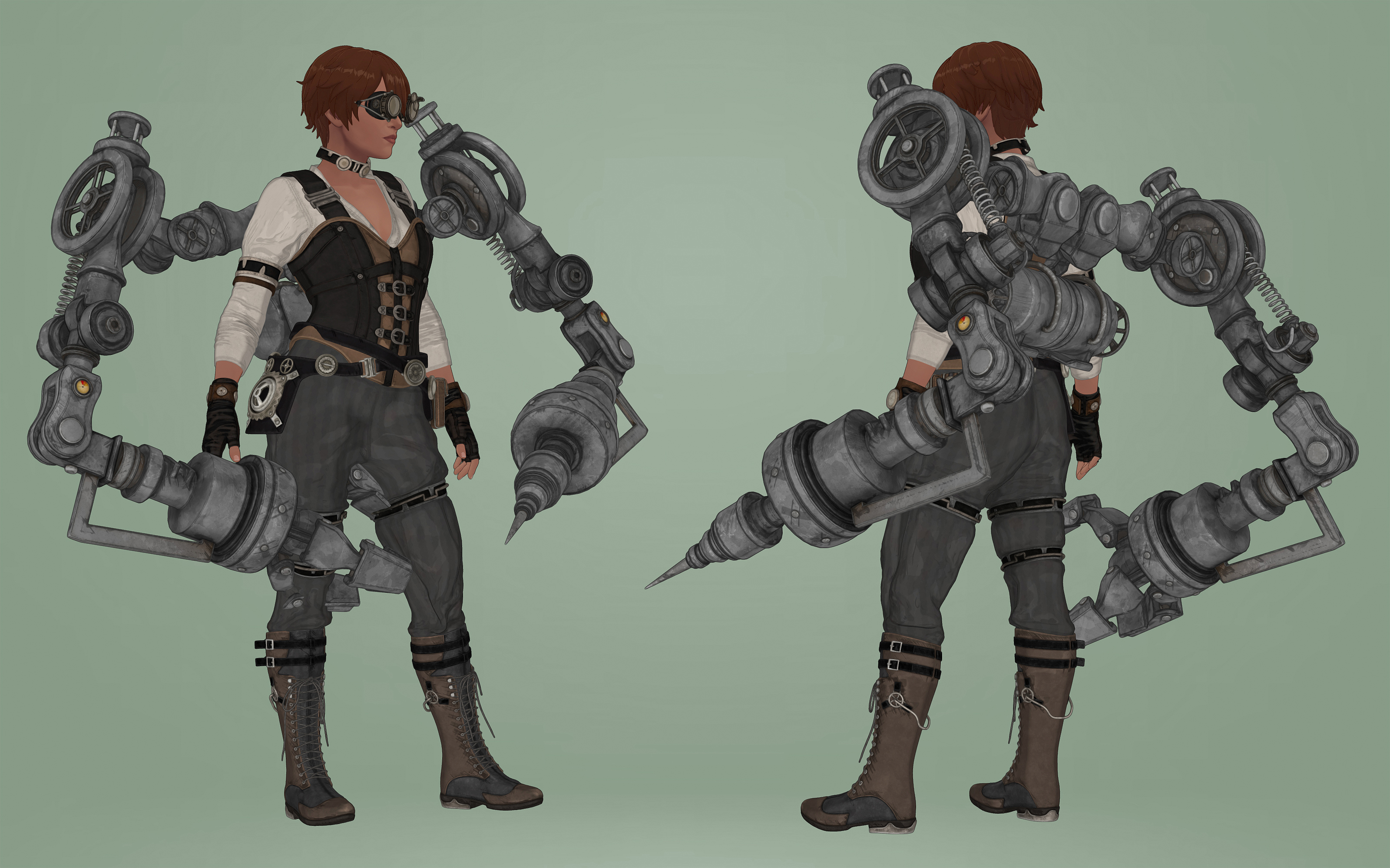dForce Steampunk Engineer Outfit FilaToon Add-On | Daz 3D