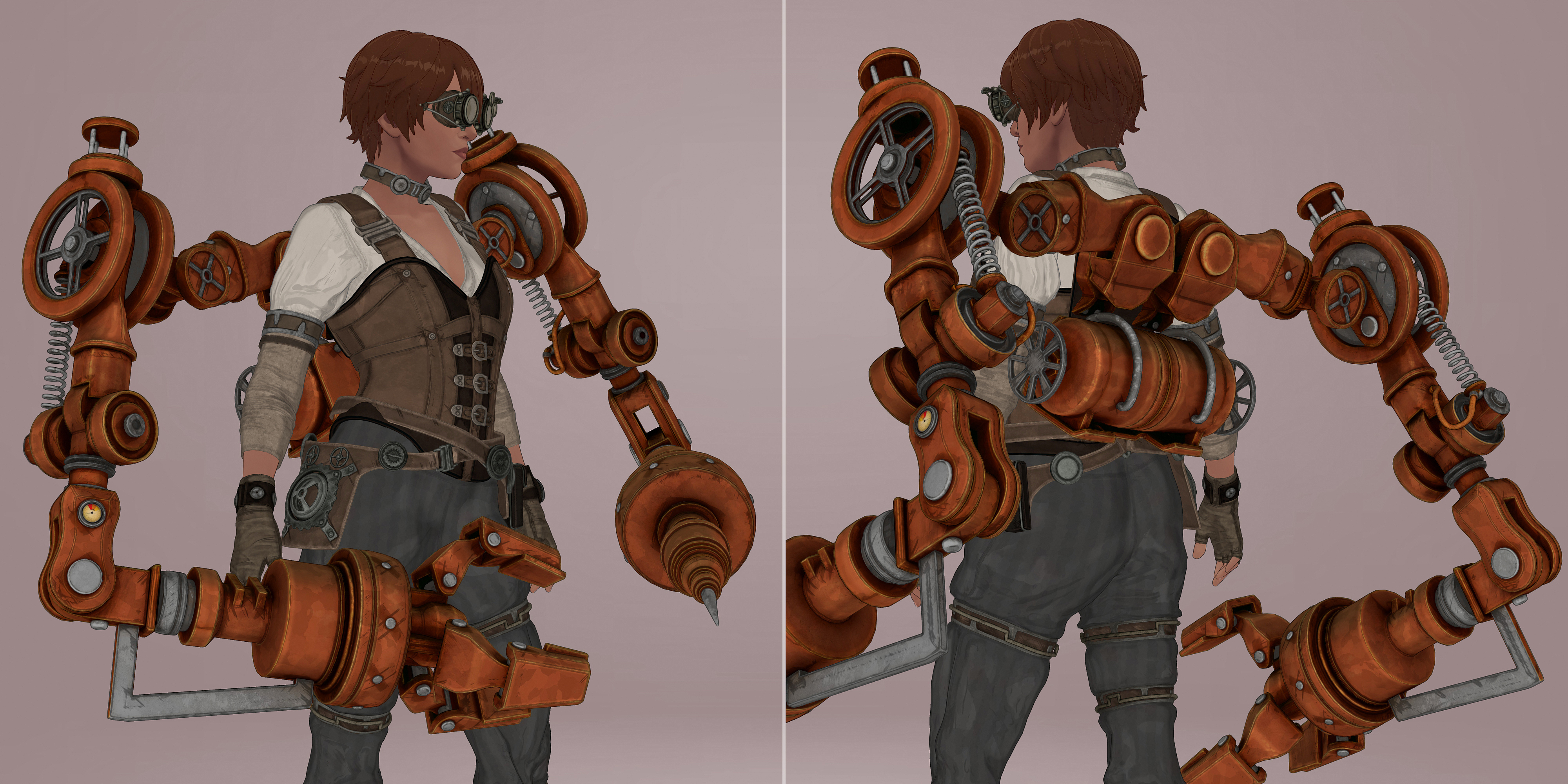 dForce Steampunk Engineer Outfit FilaToon Add-On | Daz 3D