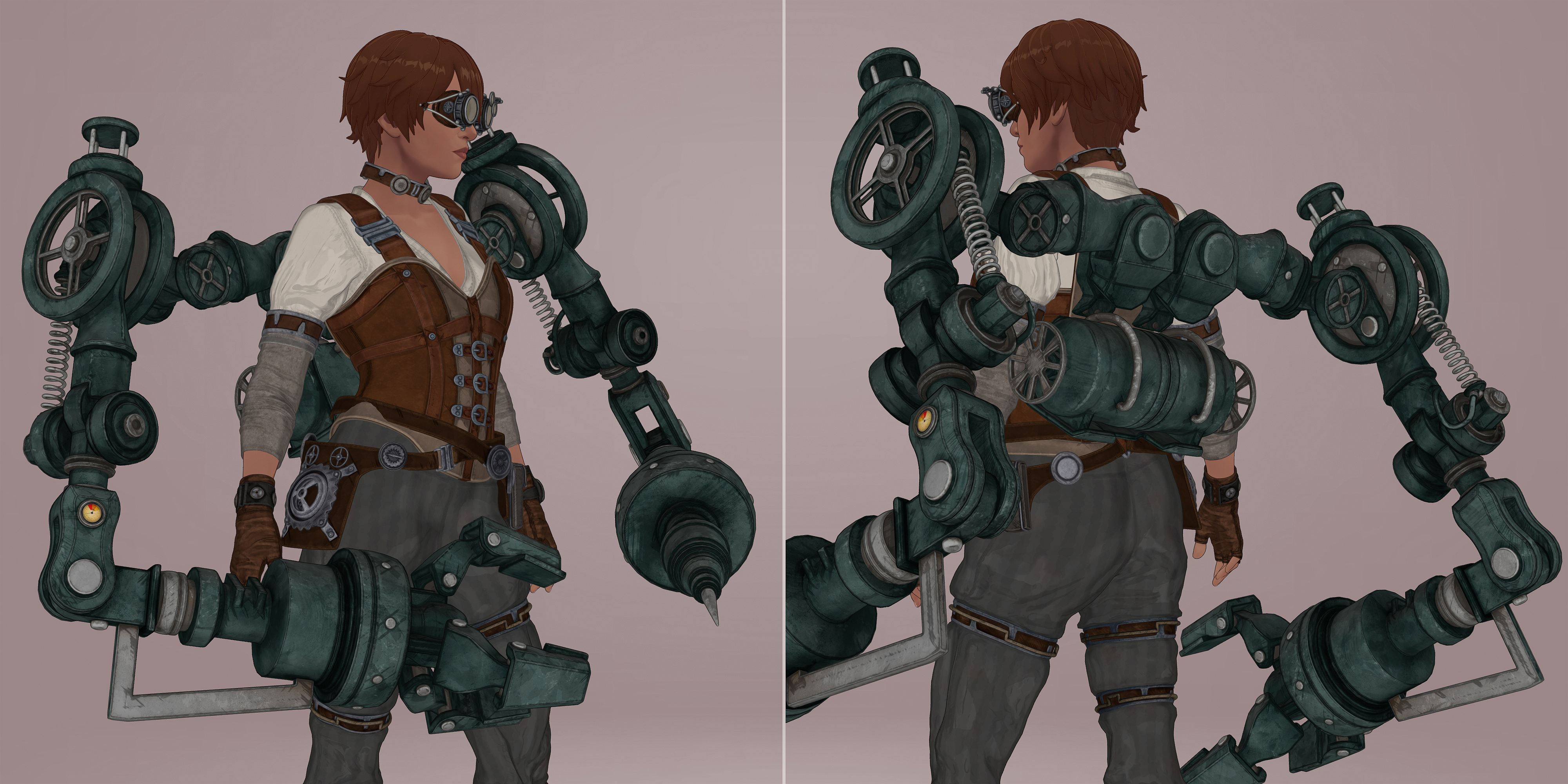 dForce Steampunk Engineer Outfit FilaToon Add-On | Daz 3D
