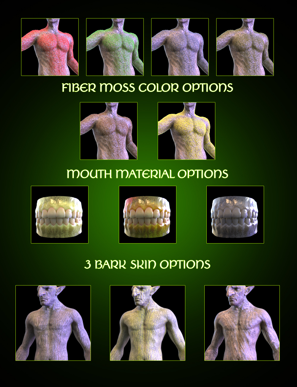 M3D Druidbark Skins for Genesis 9 | Daz 3D