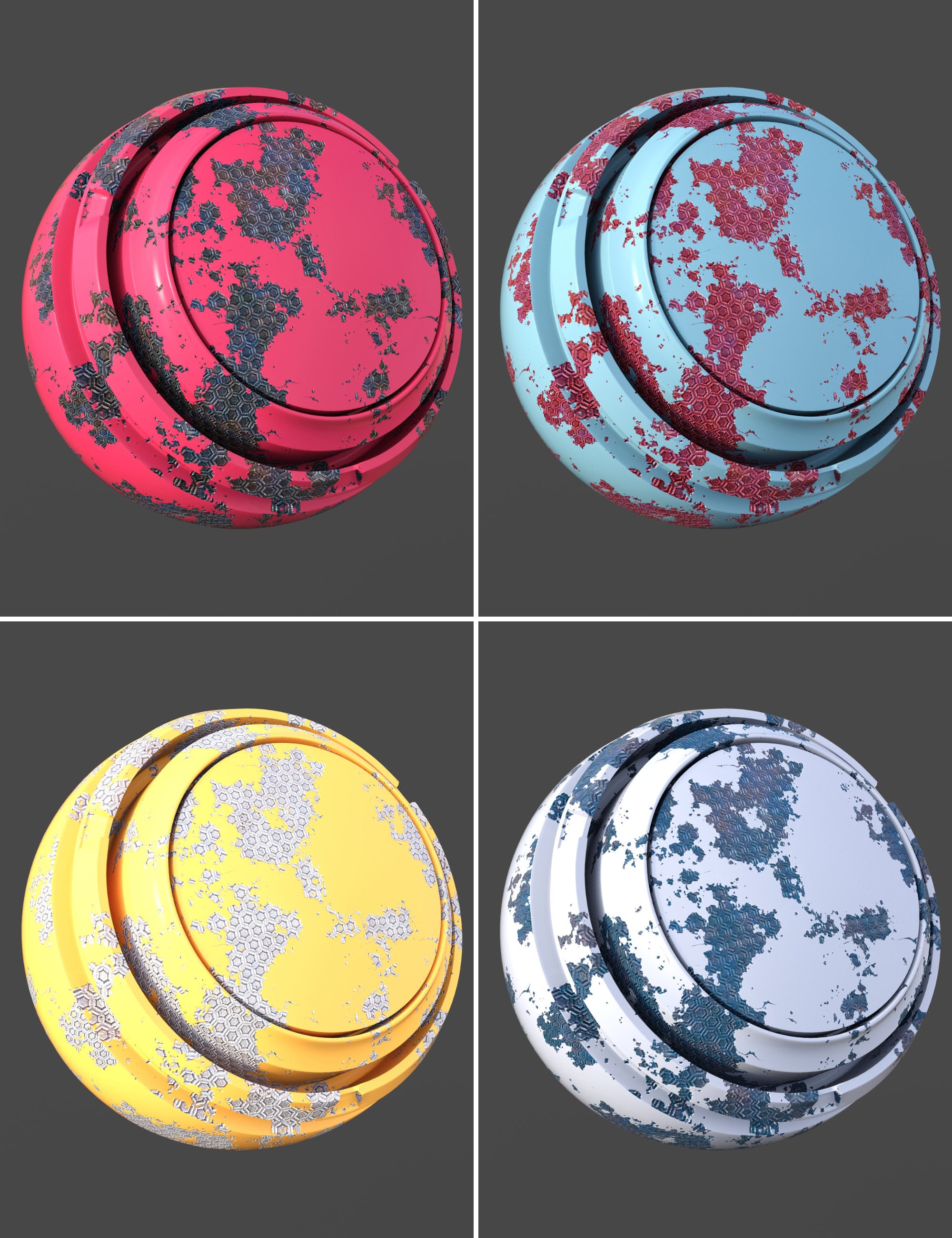 Painted Hex Metal Iray Shaders | Daz 3D
