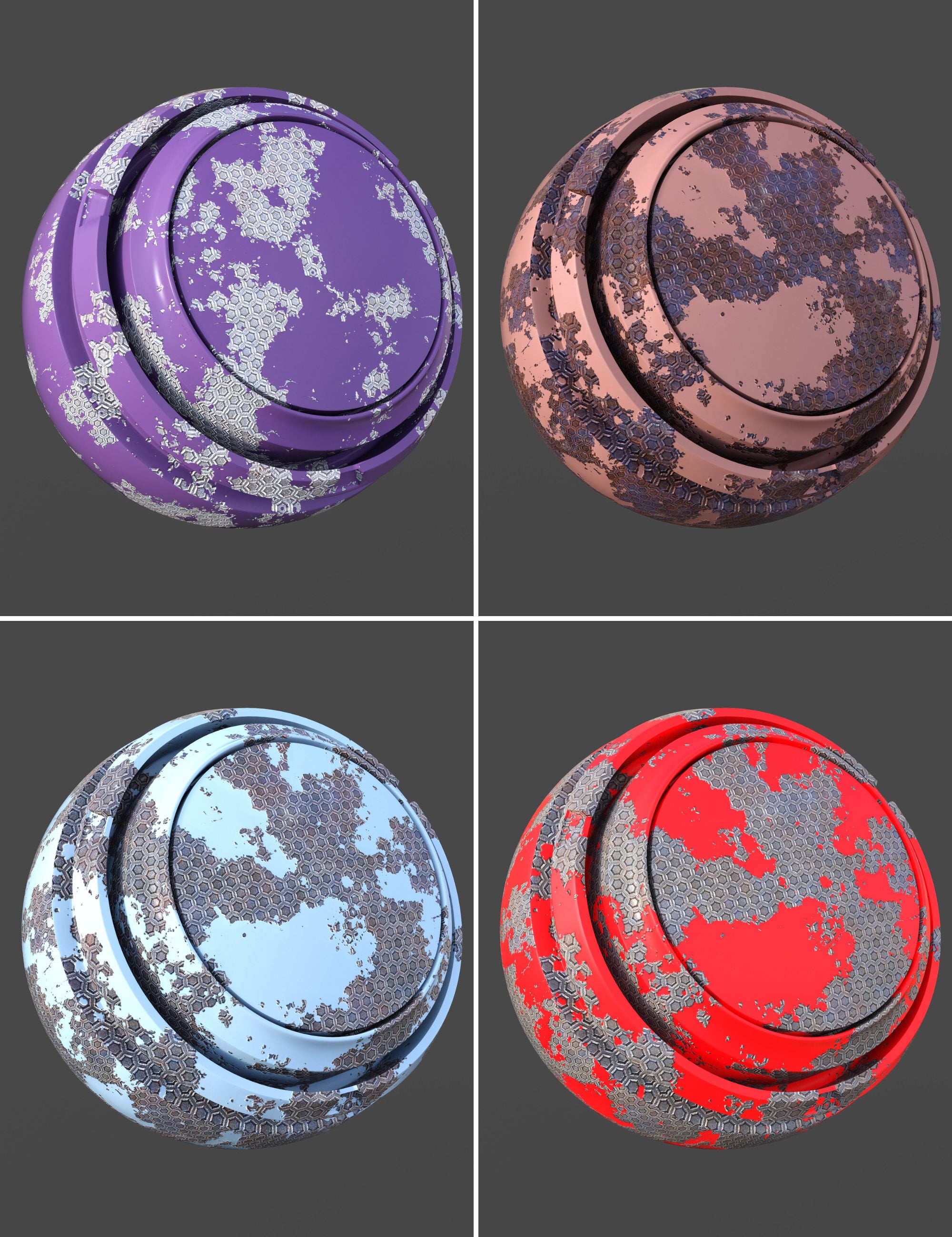 Painted Hex Metal Iray Shaders | Daz 3D