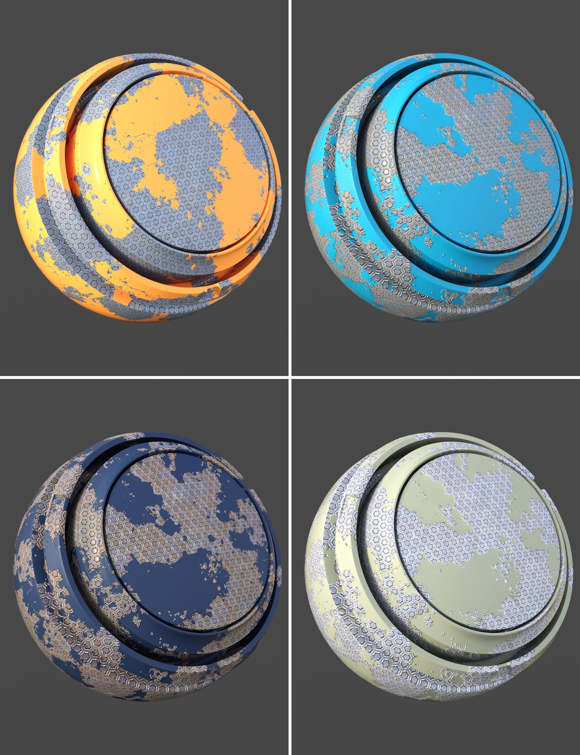 Painted Hex Metal Iray Shaders | Daz 3D