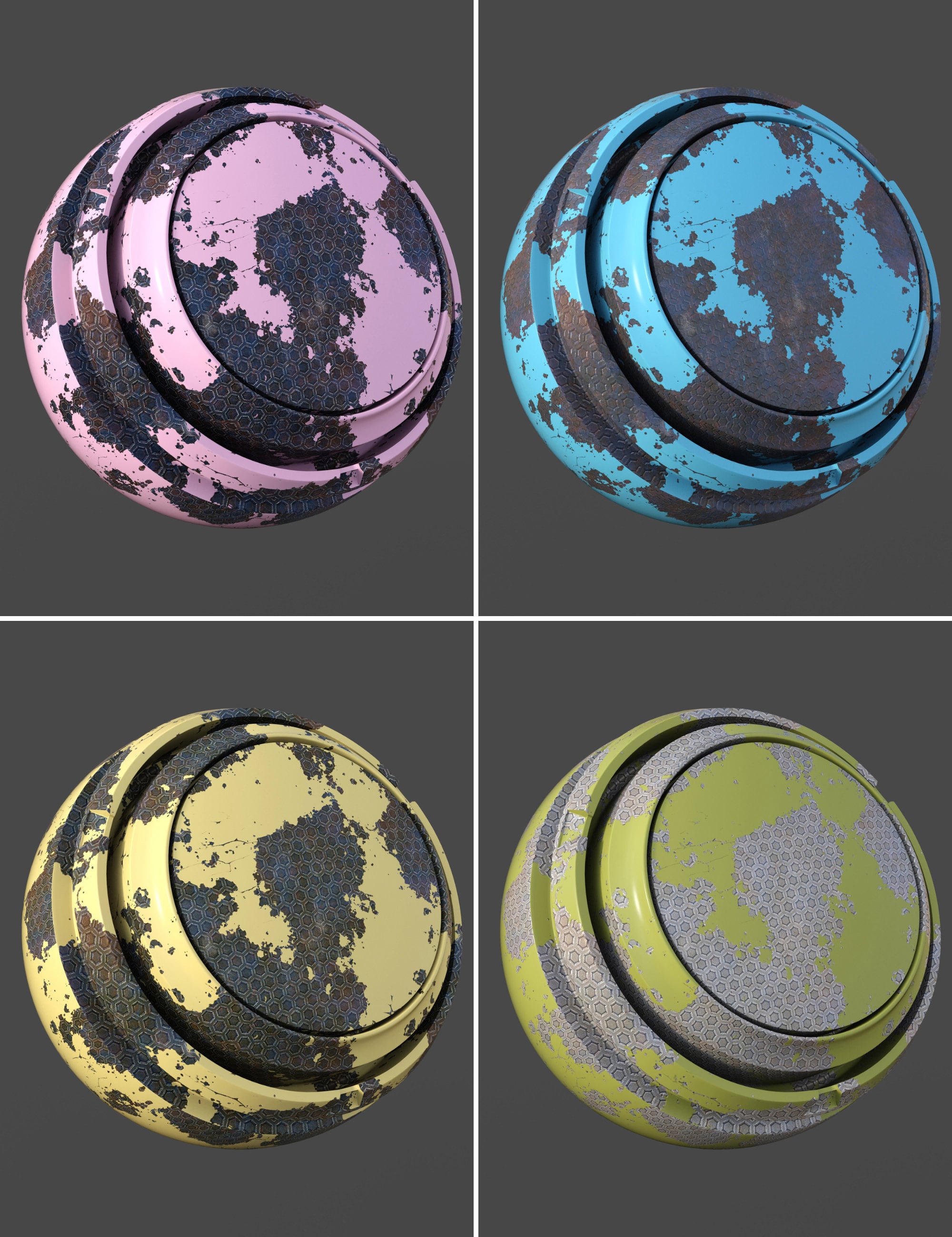 Painted Hex Metal Iray Shaders | Daz 3D