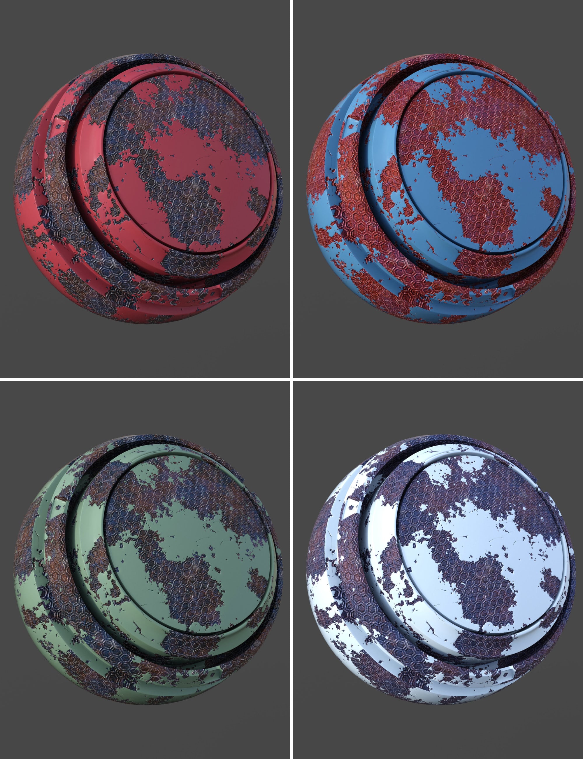 Painted Hex Metal Iray Shaders | Daz 3D