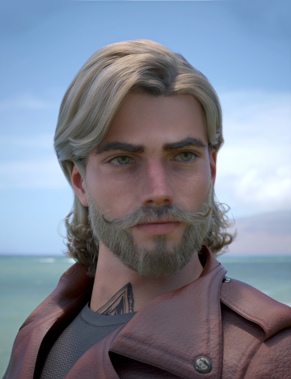 dForce Joshua Curls Hair and Beard For Genesis 9 | Daz 3D