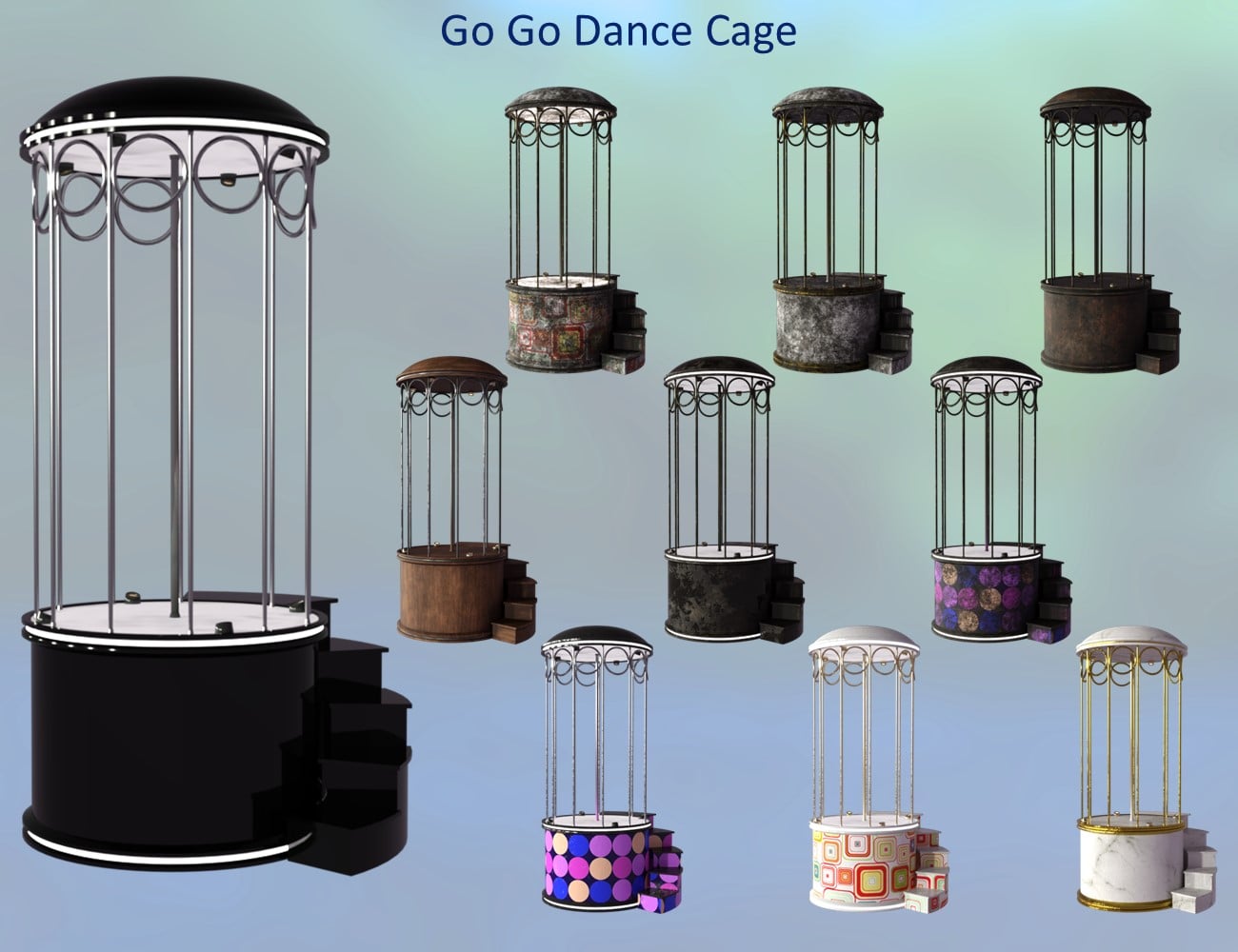 dForce Go Go Dancer Outfit and Dance Cage for Genesis 9 and 8 Female ...
