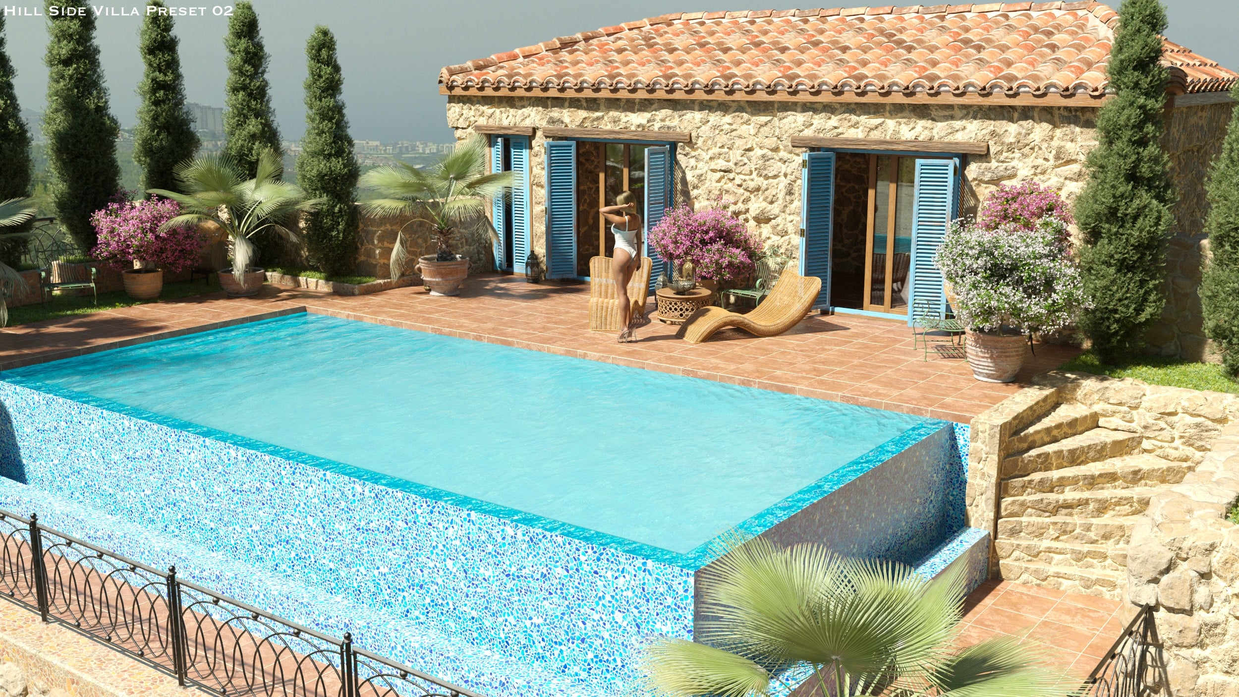 Hill Side Villa Modular Blocks and Presets | Daz 3D