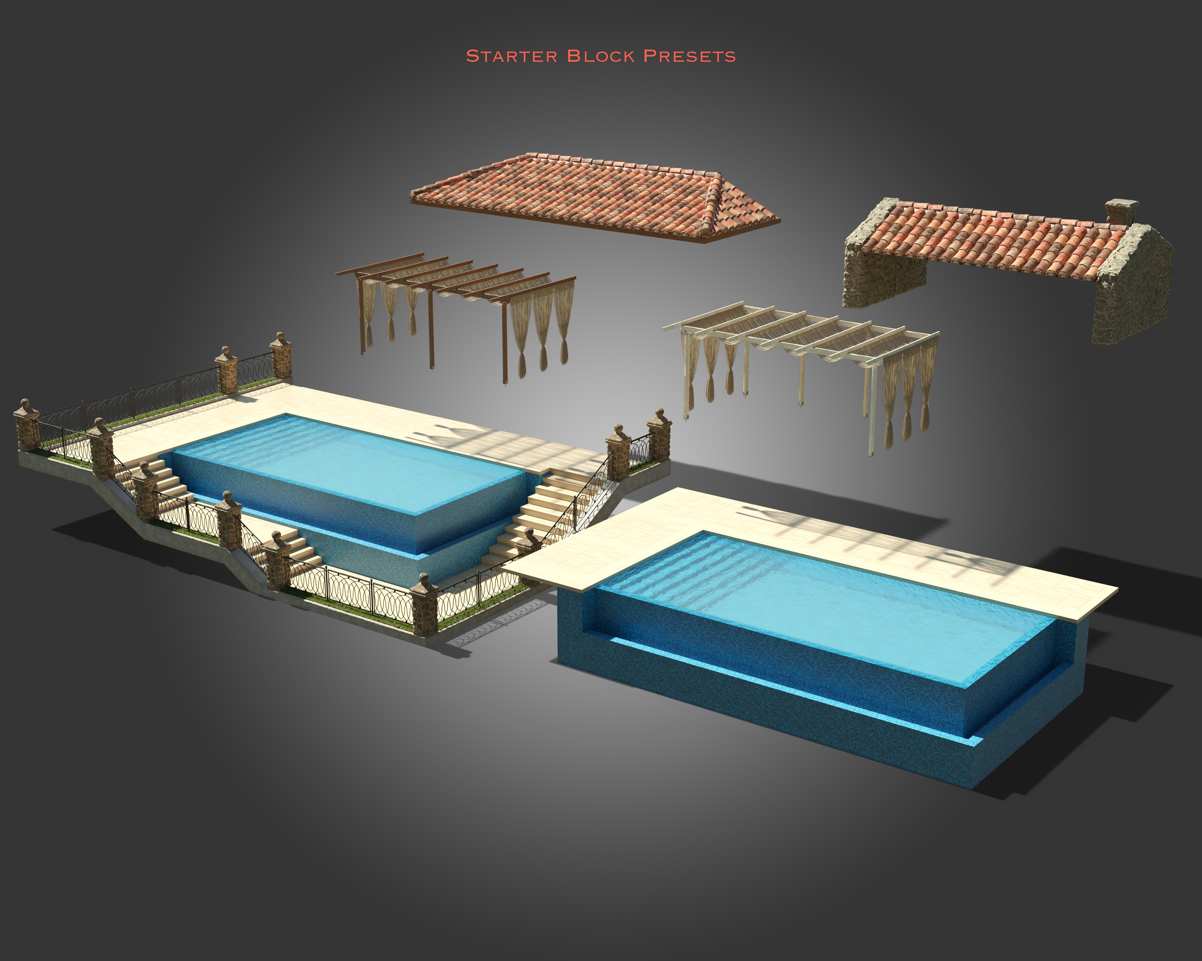 Hill Side Villa Modular Blocks and Presets | Daz 3D