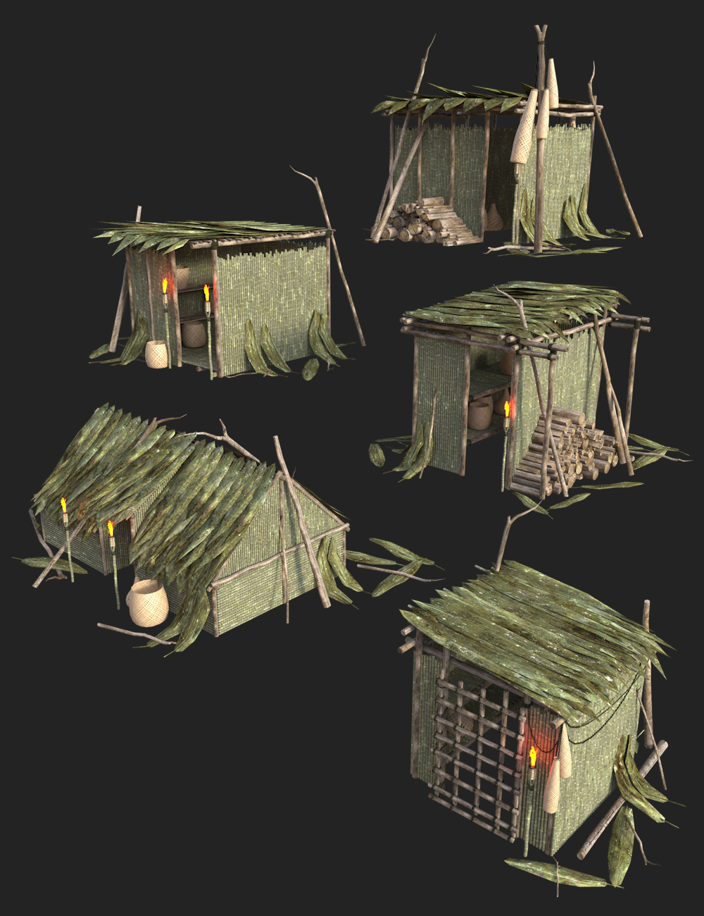 Jungle Storage Huts 1 | Daz 3D