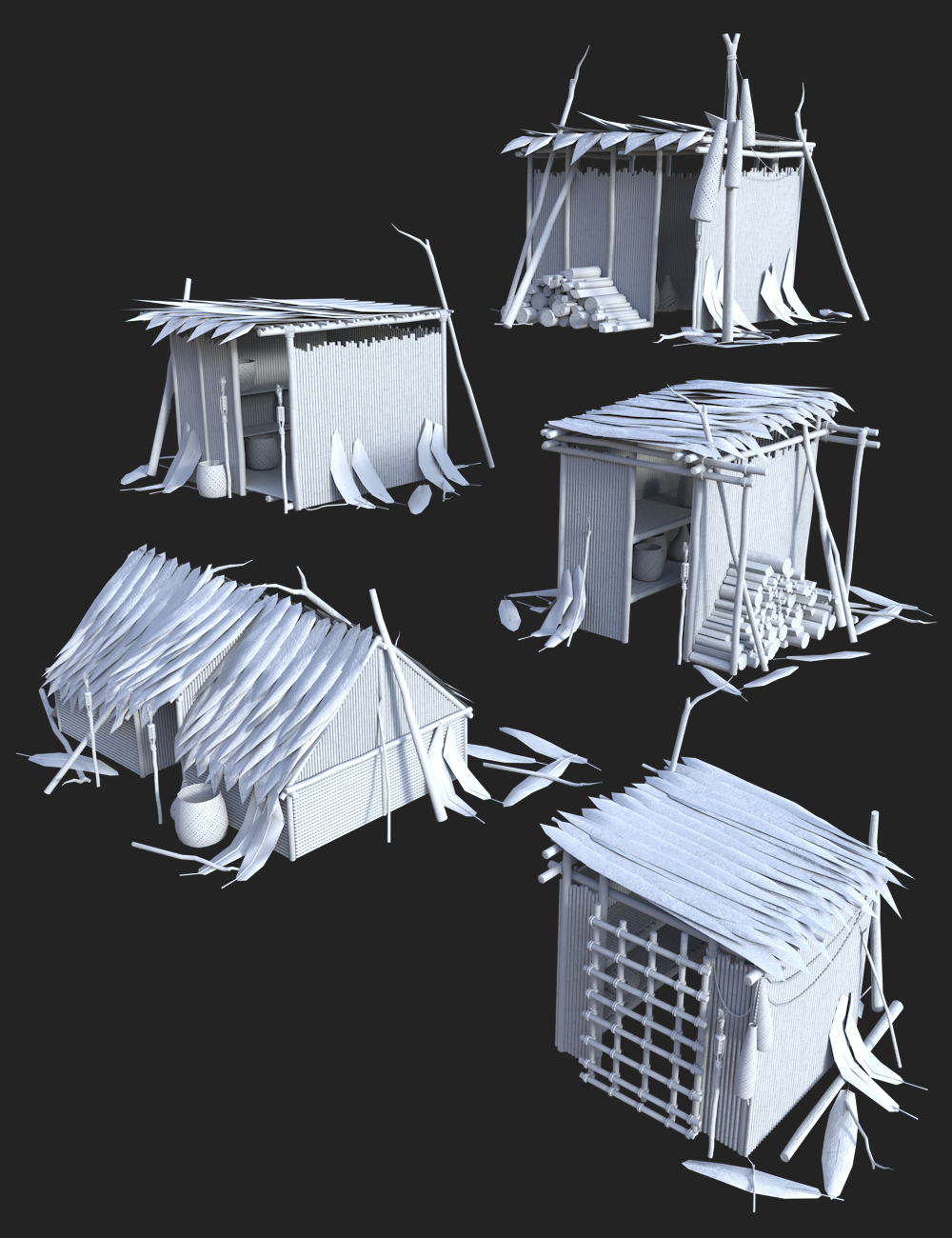 Jungle Storage Huts 1 | Daz 3D
