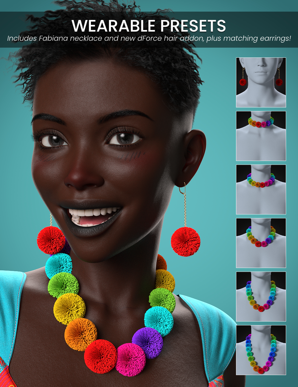 Pom Pom Extras for FK dForce Luxe Chains 2 | Daz 3D