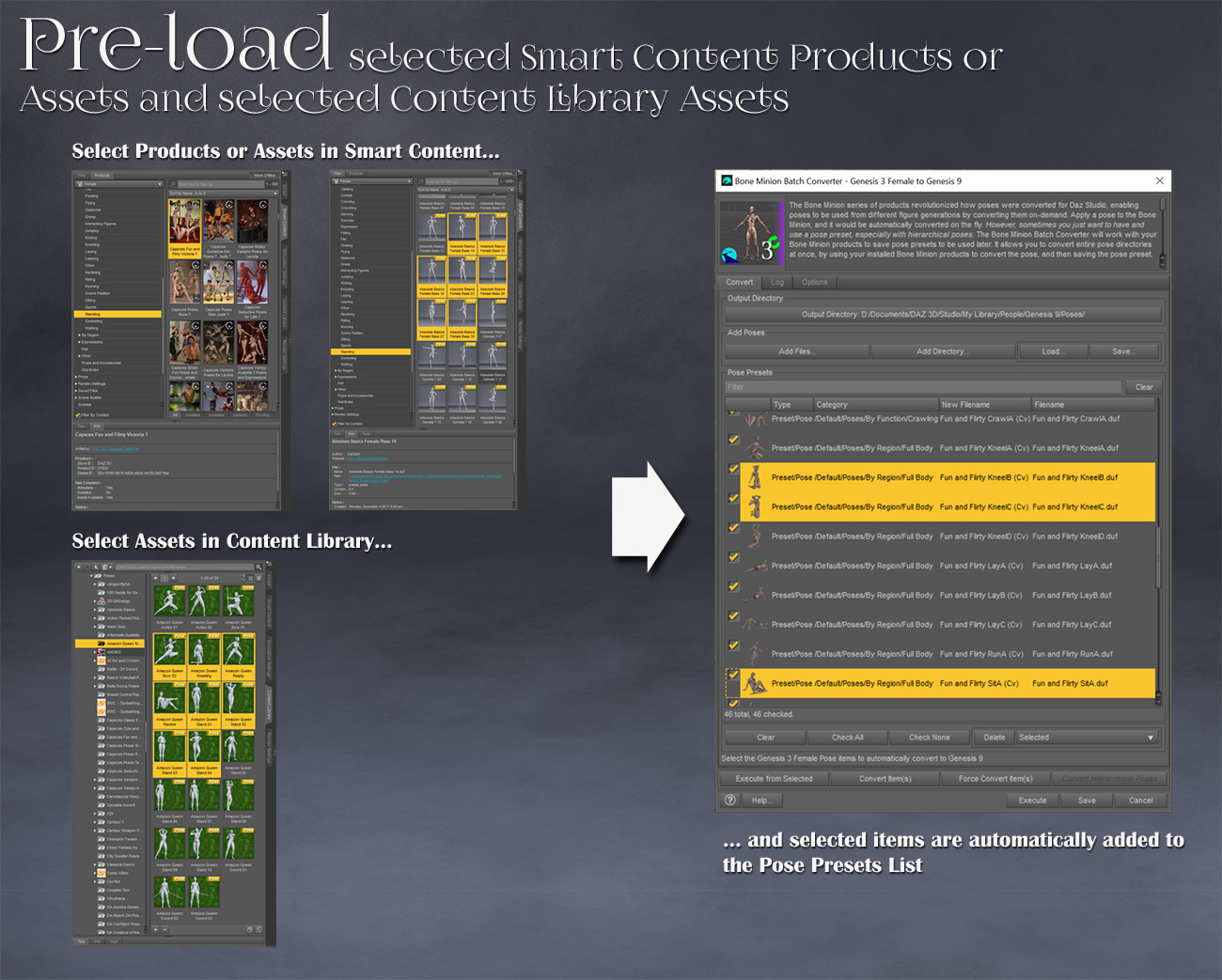 Bone Minion Batch Converter for Genesis 3 Poses | Daz 3D