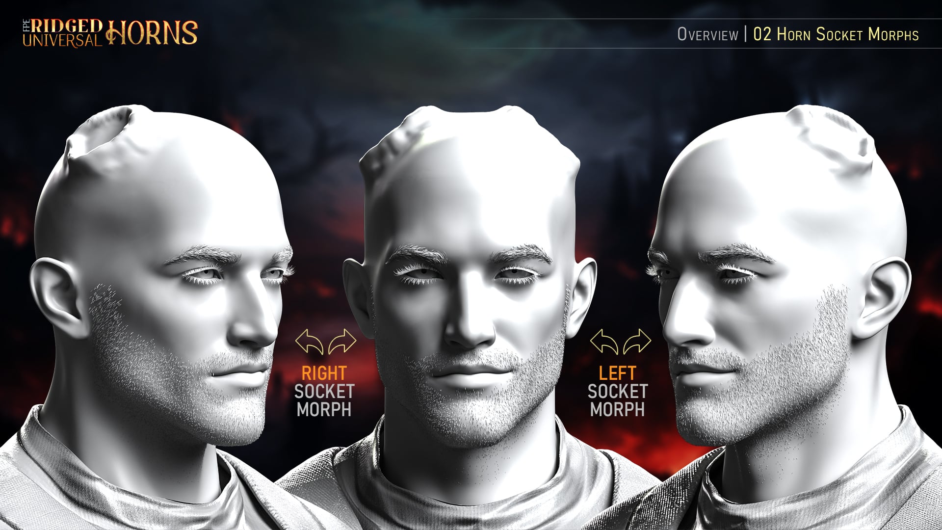 FPE Ridged Universal Horns for Genesis 9 | Daz 3D