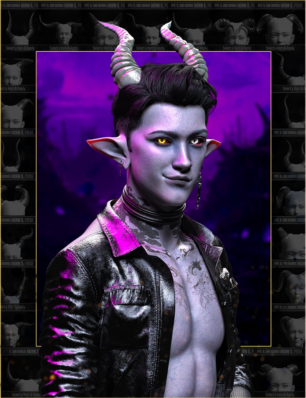 FPE Ridged Universal Horns for Genesis 9 | Daz 3D