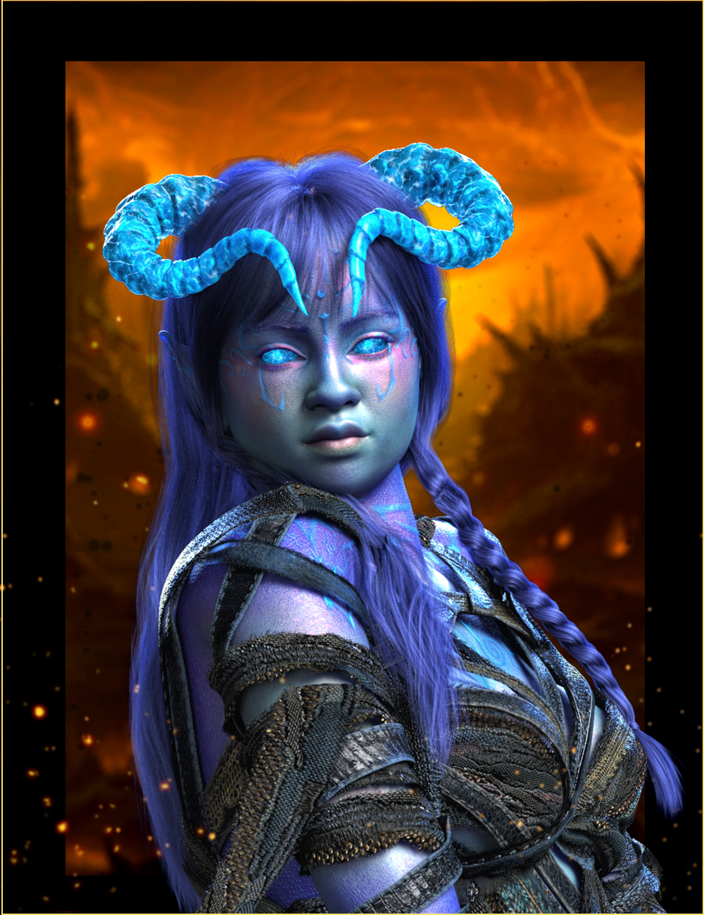 FPE Ridged Universal Horns Add-On Textures for Genesis 9 | Daz 3D