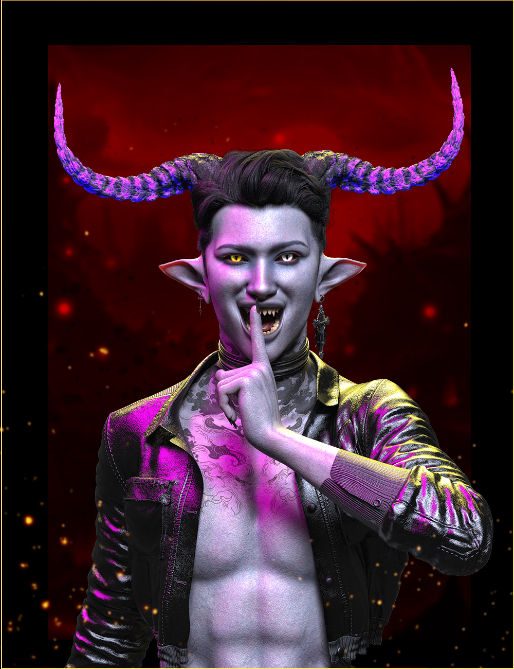 FPE Ridged Universal Horns Add-On Textures for Genesis 9 | Daz 3D