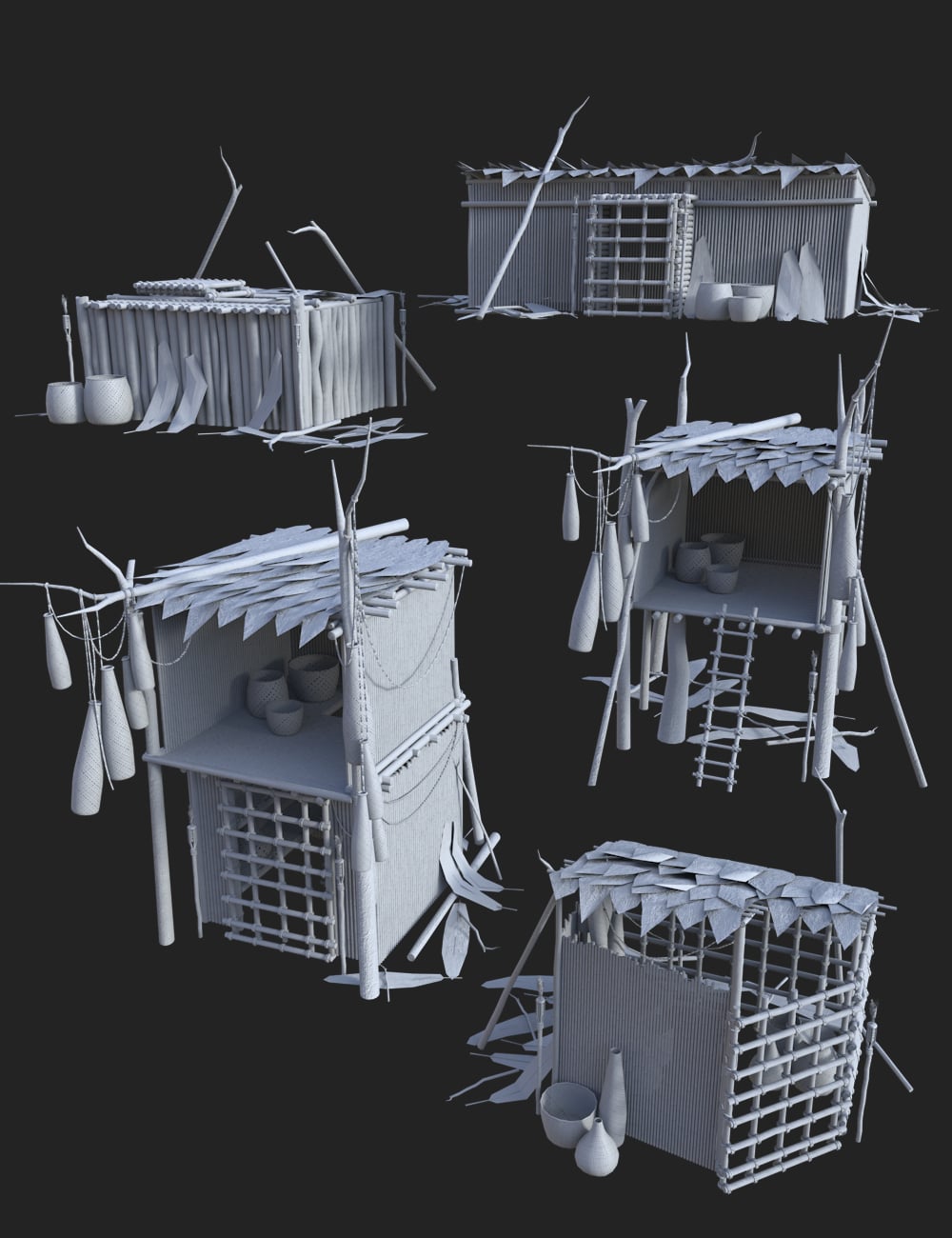 Jungle Storage Huts 2 | Daz 3D