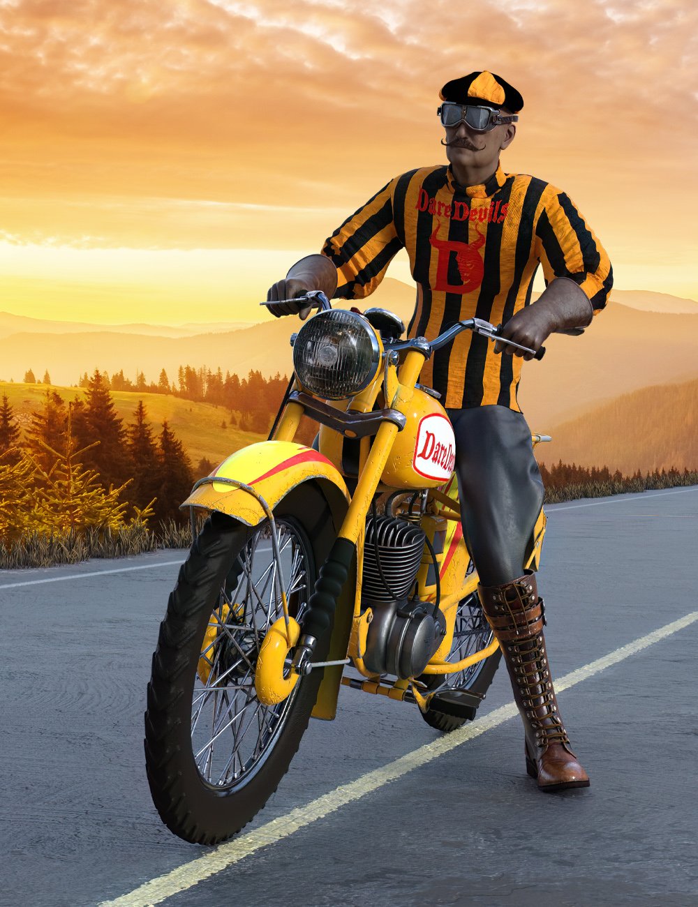 Daredevils Stunt Biker Outfit | Daz 3D