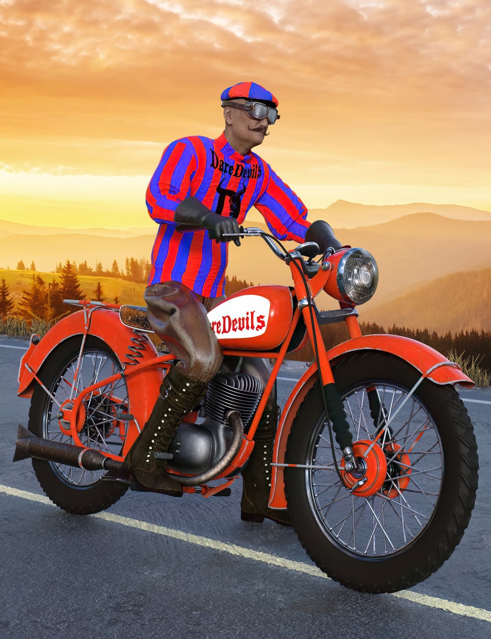 Daredevils Stunt Biker Outfit | Daz 3D