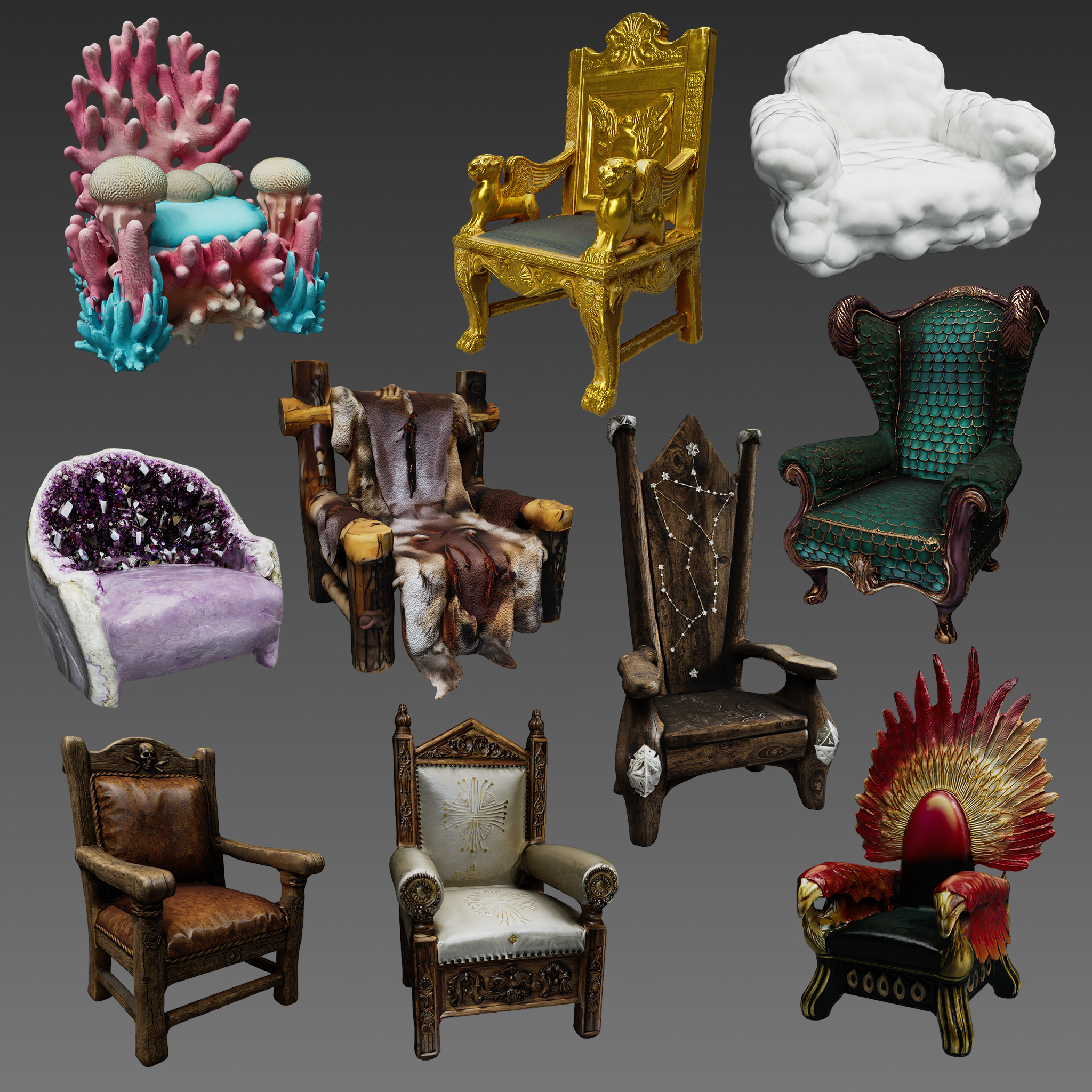 FG 25 Dream Fantasy Chairs | Daz 3D