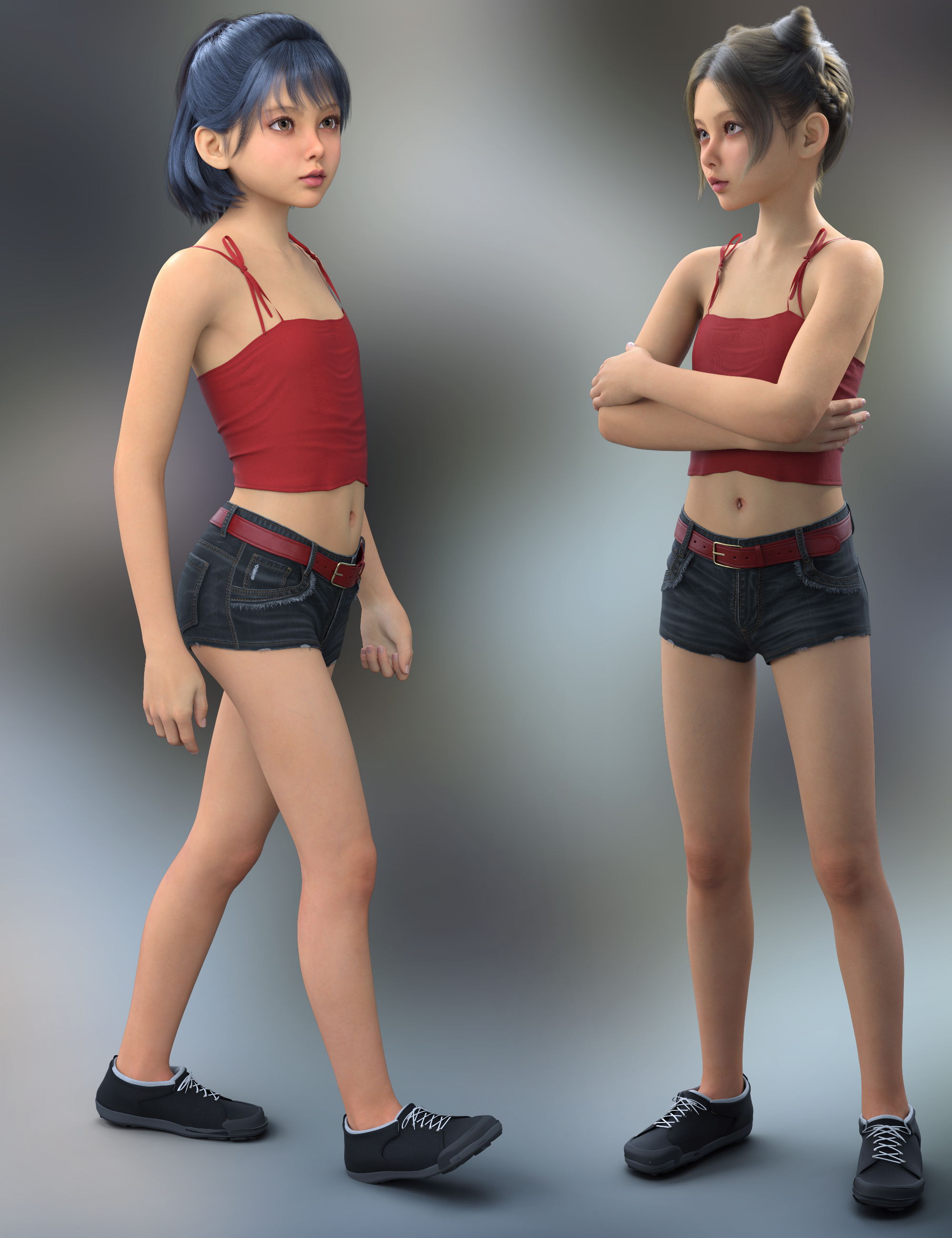 Vo Momo and Young, and Vo Naoko and Young HD for Genesis 9 Character Bundle | Daz 3D