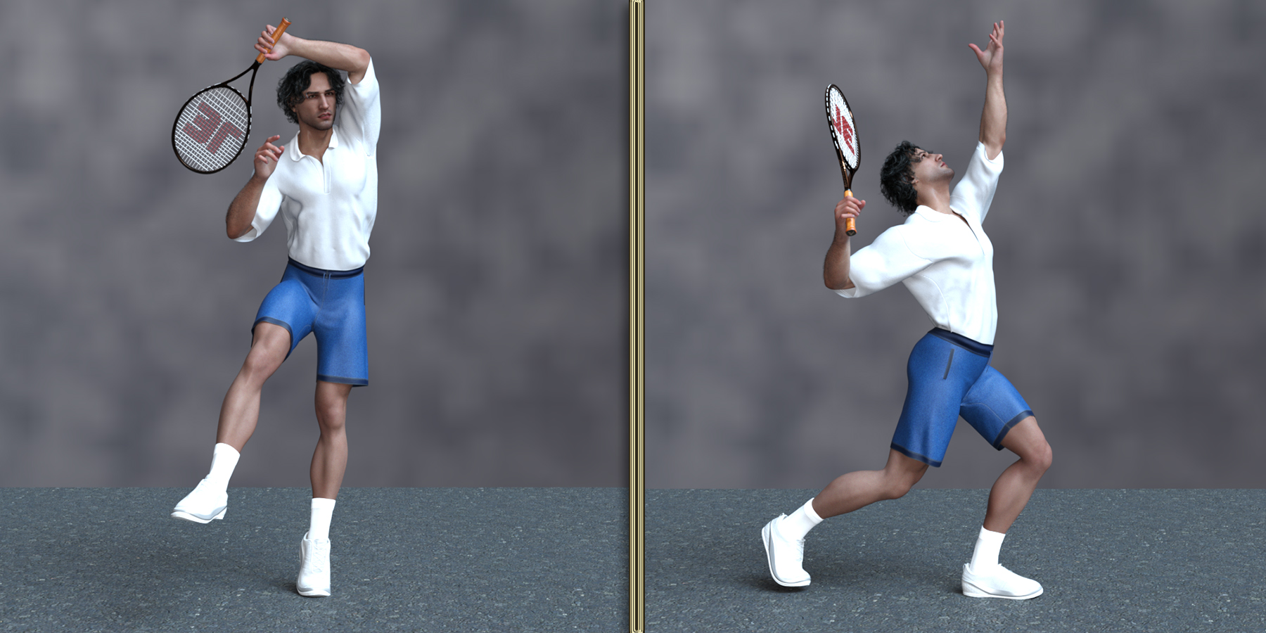 Tennis Hierarchical Poses for Genesis 9 and XI Tennis Set | Daz 3D