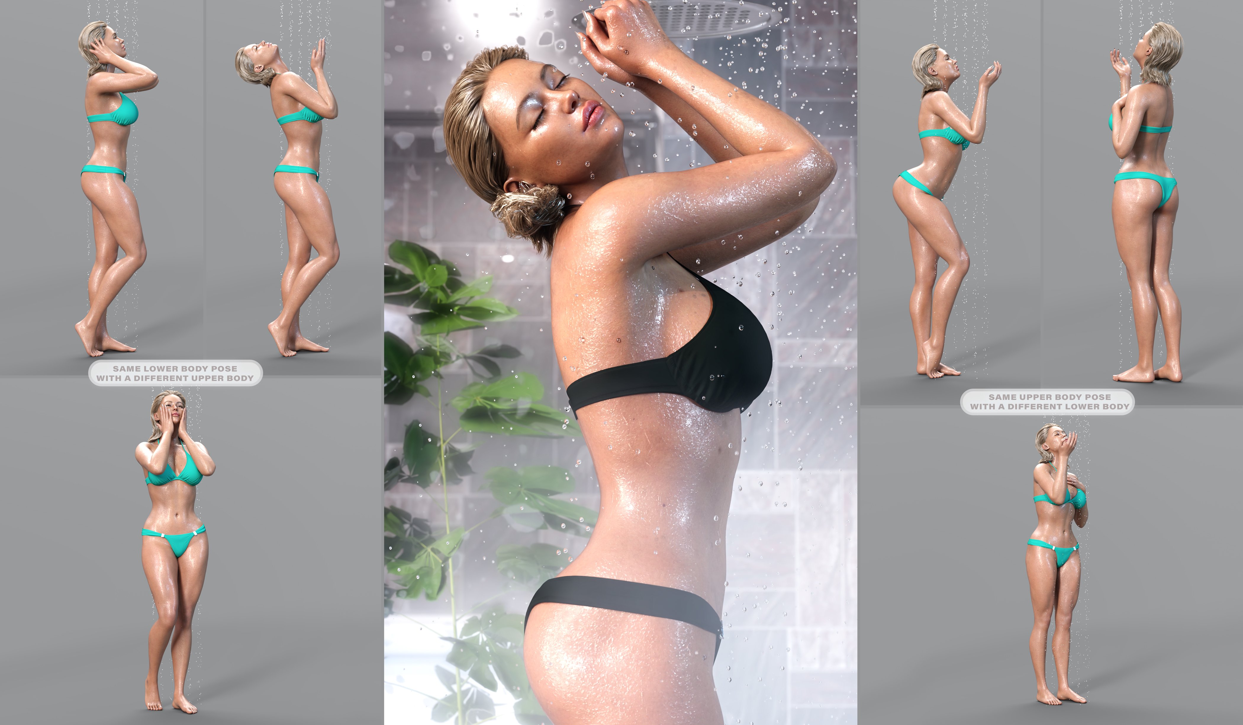 Z Taking a Shower Pose Mega Set for Genesis 9 and 8 Female | Daz 3D