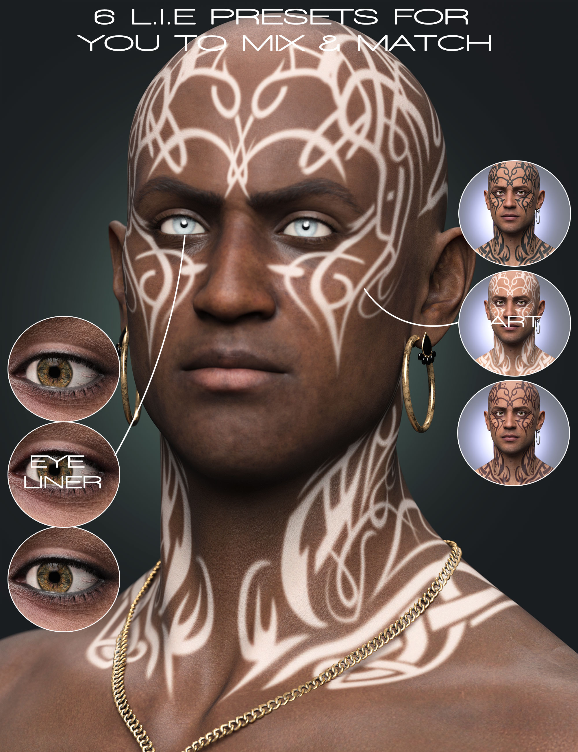 Savage War Paint LIE Makeup for Genesis 9 | Daz 3D