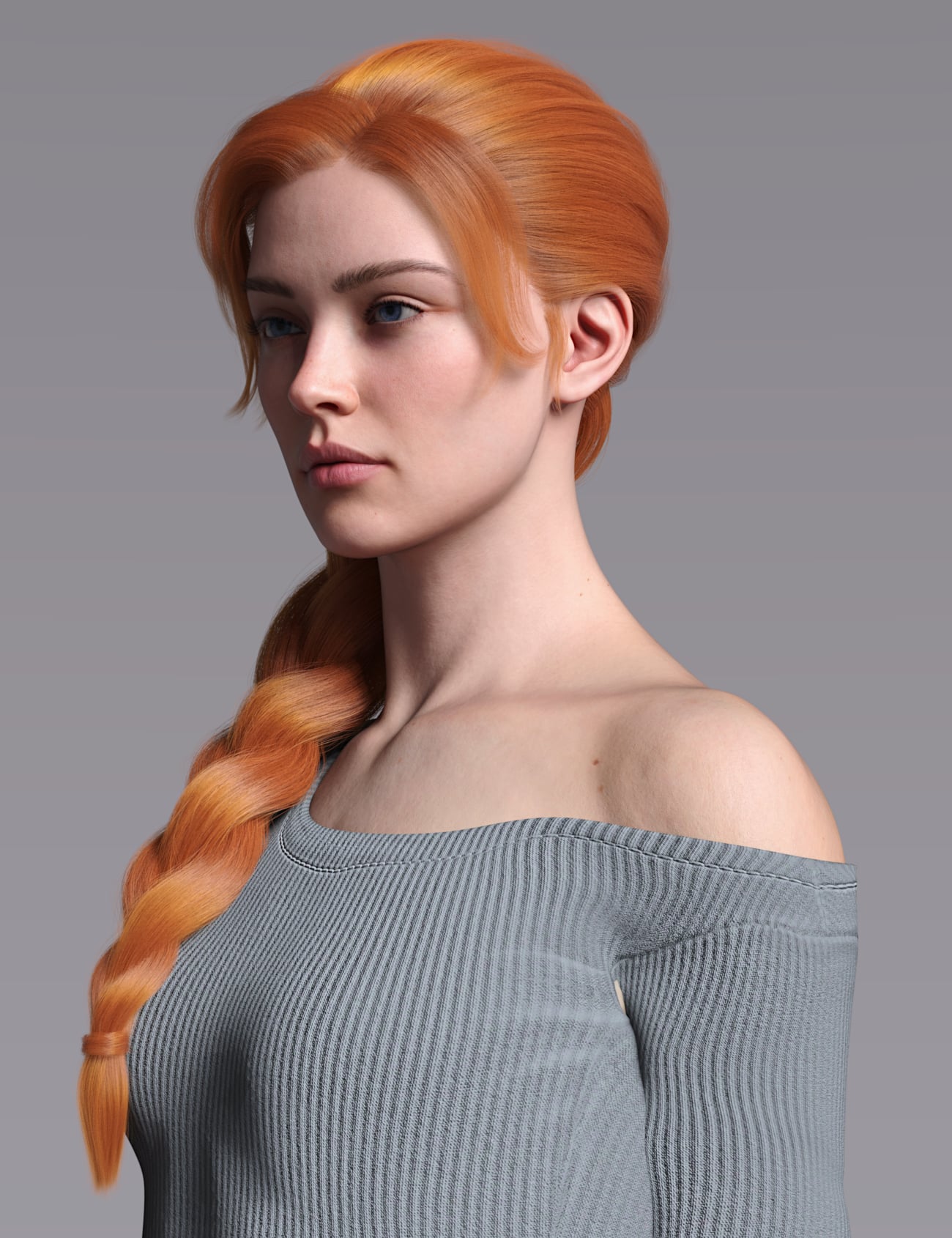 dForce Voluminous Side Braid for Genesis 9 | Daz 3D