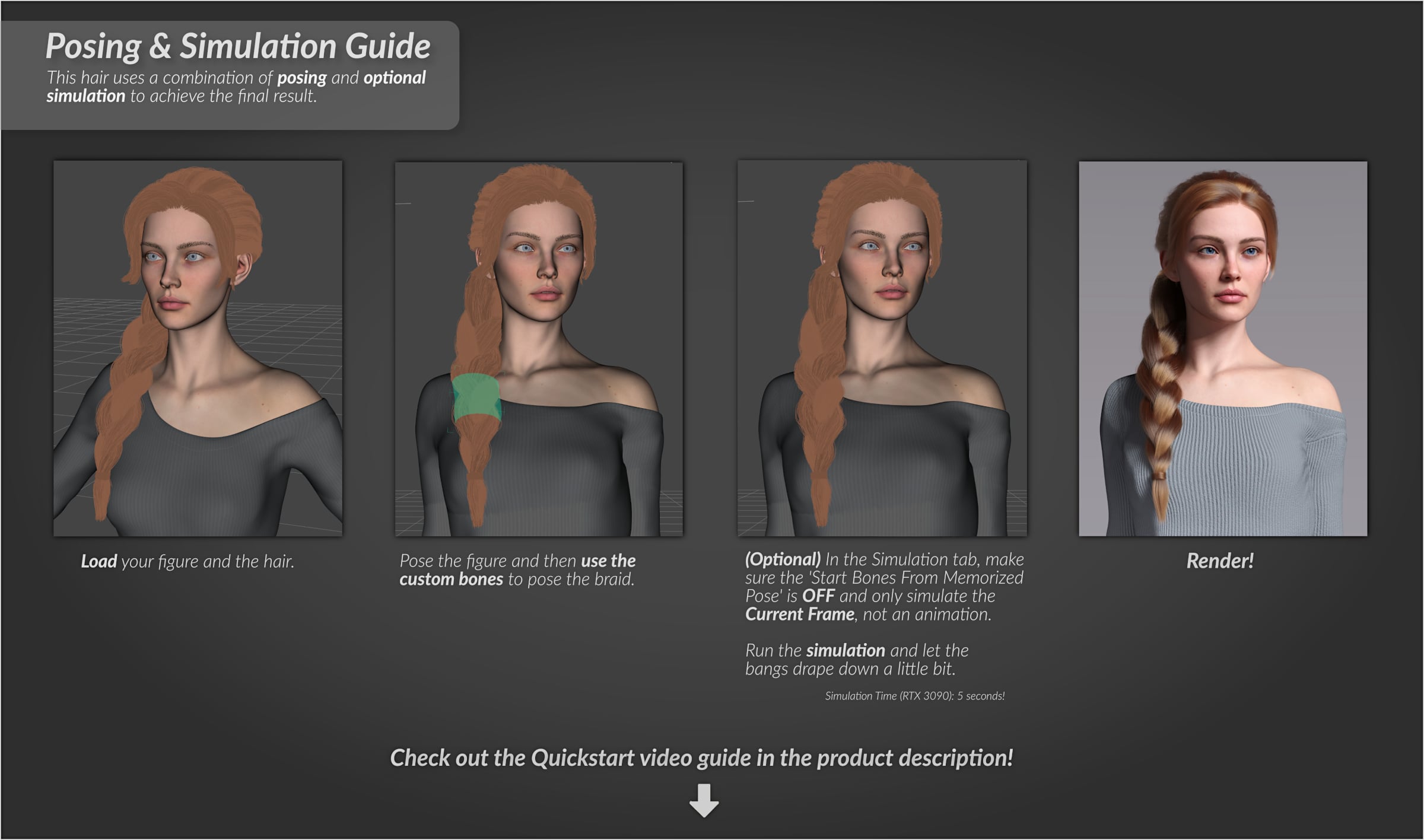dForce Voluminous Side Braid for Genesis 9 | Daz 3D