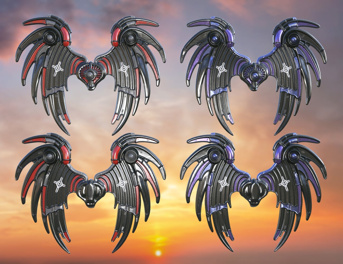 BioMech Demon Wings for Genesis 9 Genesis 8 and Genesis 3 | Daz 3D
