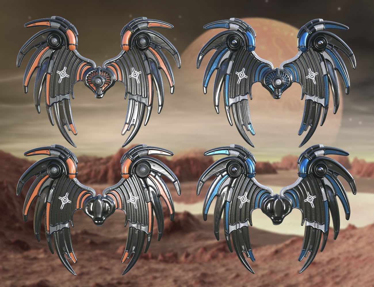 BioMech Demon Wings for Genesis 9 Genesis 8 and Genesis 3 | Daz 3D