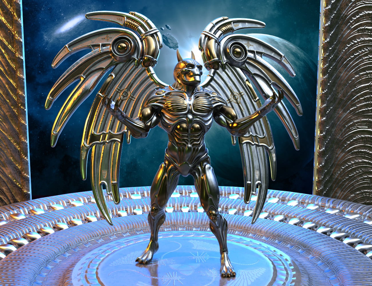 BioMech Demon Wings for Genesis 9 Genesis 8 and Genesis 3 | Daz 3D