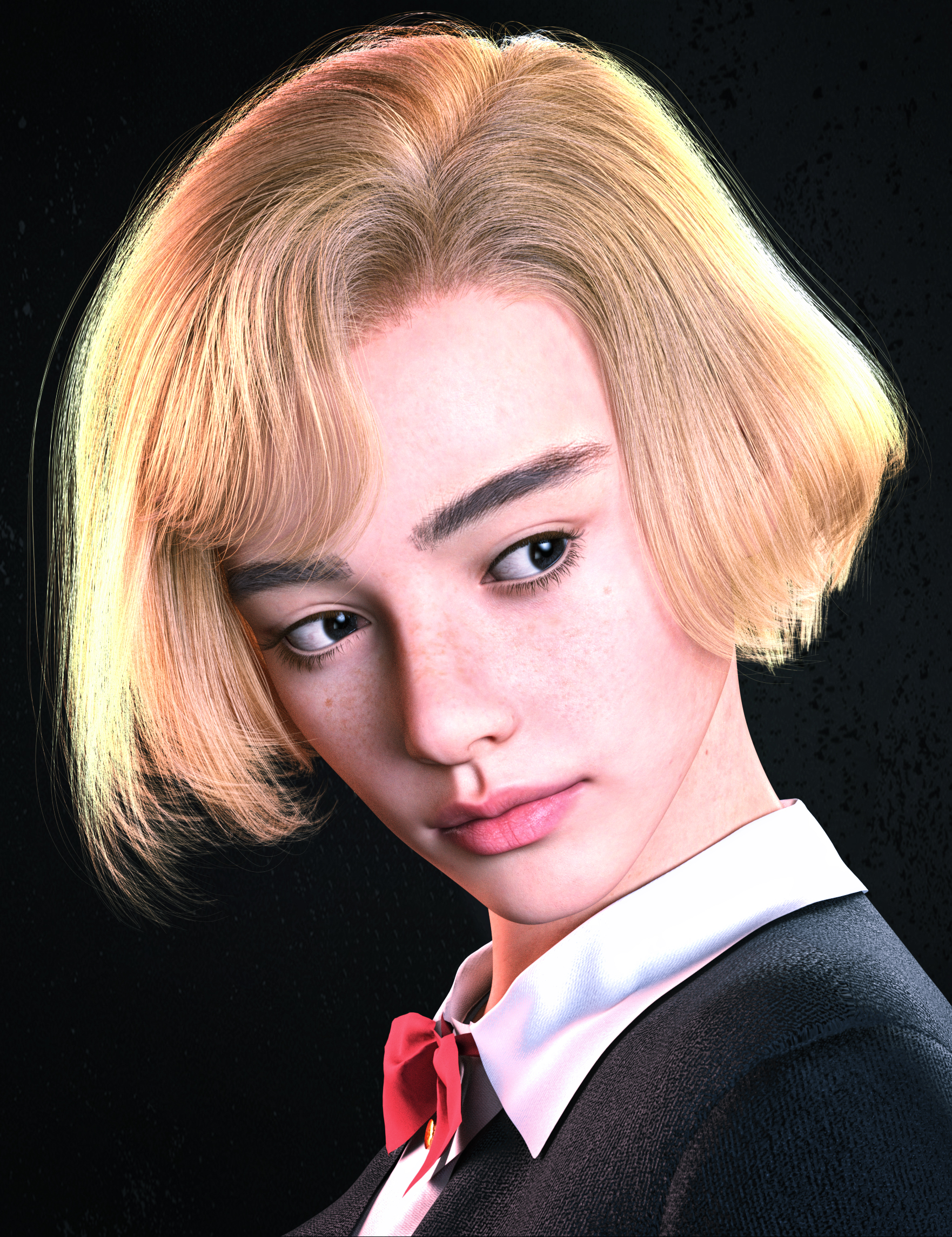 dForce Strand-Based FE Retro Bob Hair for Genesis 9 | Daz 3D