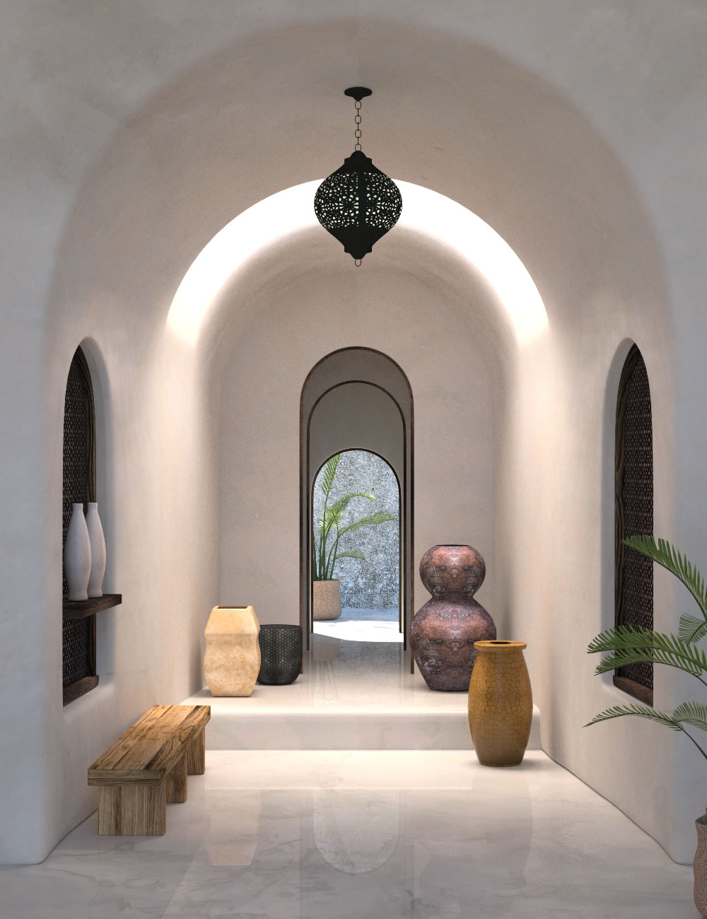 White Arches Hallway | Daz 3D