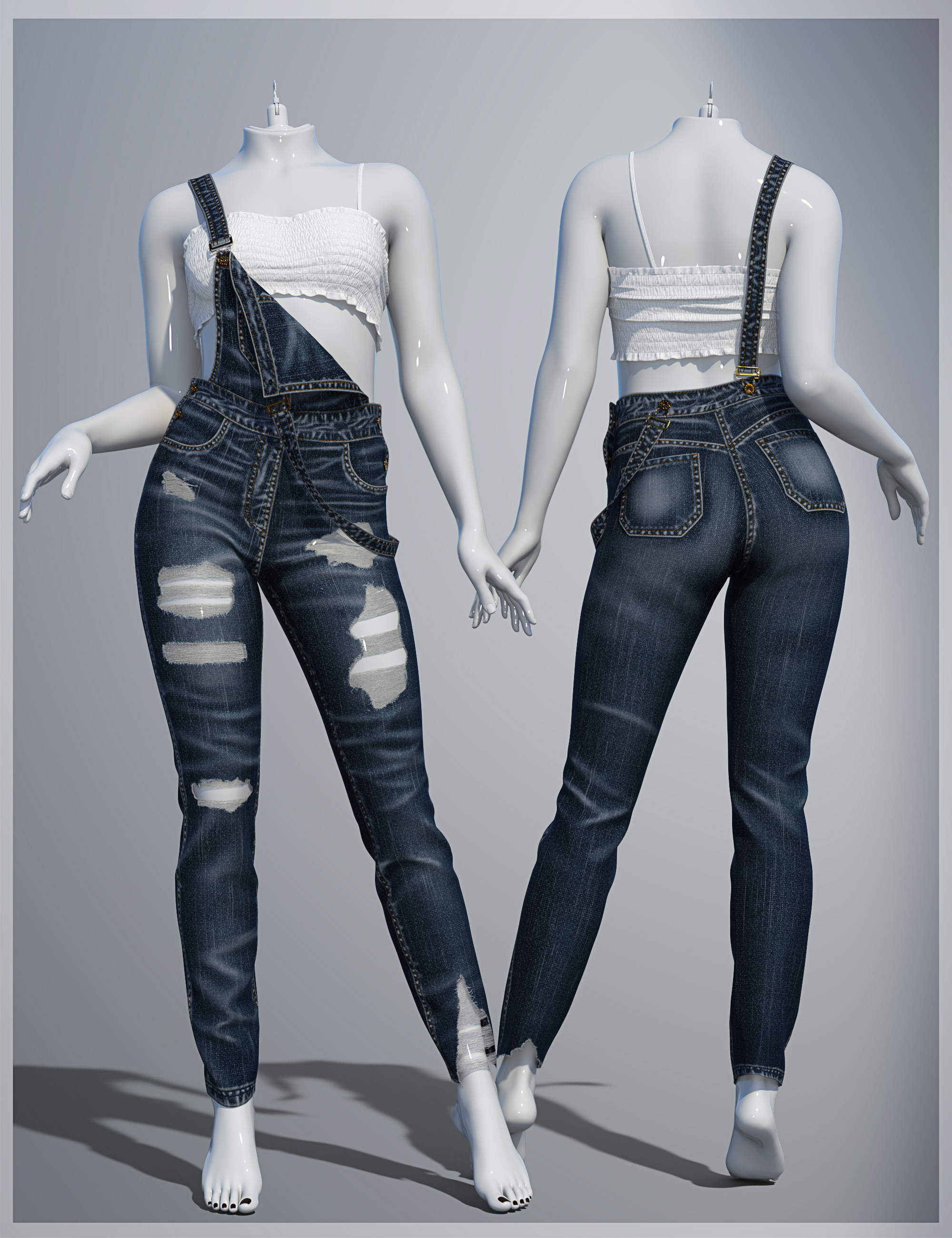dForce SU Denim Overalls Collection for Genesis 9 | Daz 3D