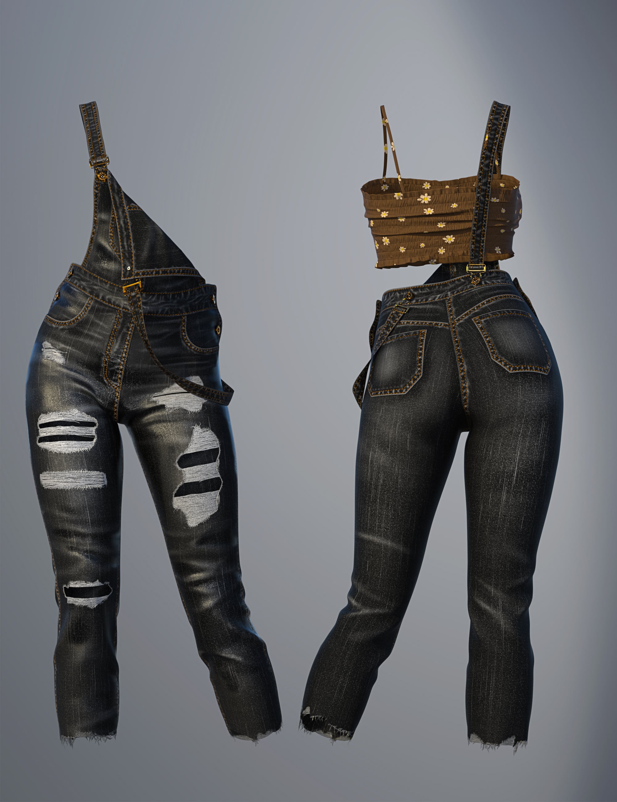 dForce SU Denim Overalls Collection for Genesis 9 | Daz 3D